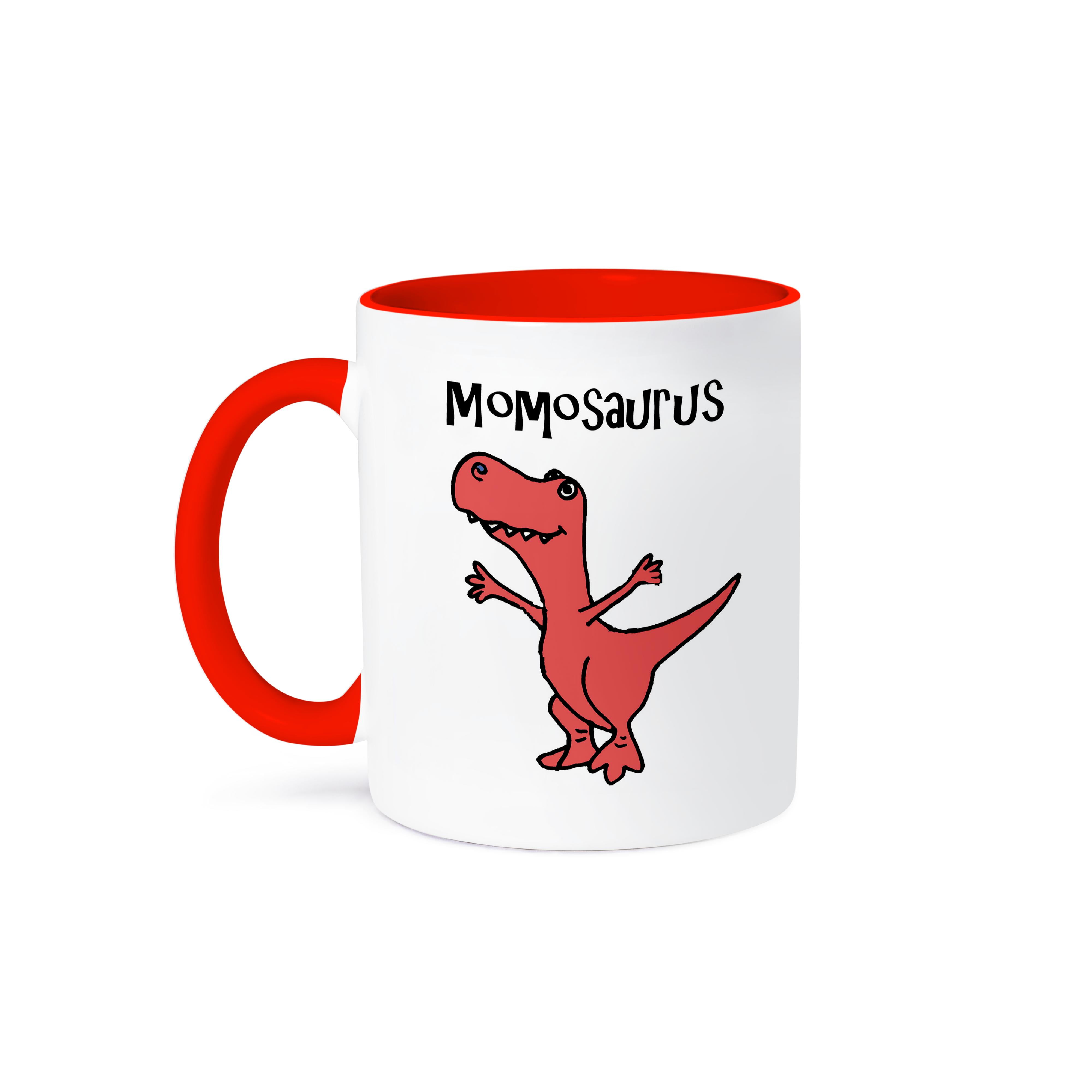 Funny Pink T-Rex Dinosaur Momosaurus Mother Mom Cartoon, 11oz Two-Tone ...