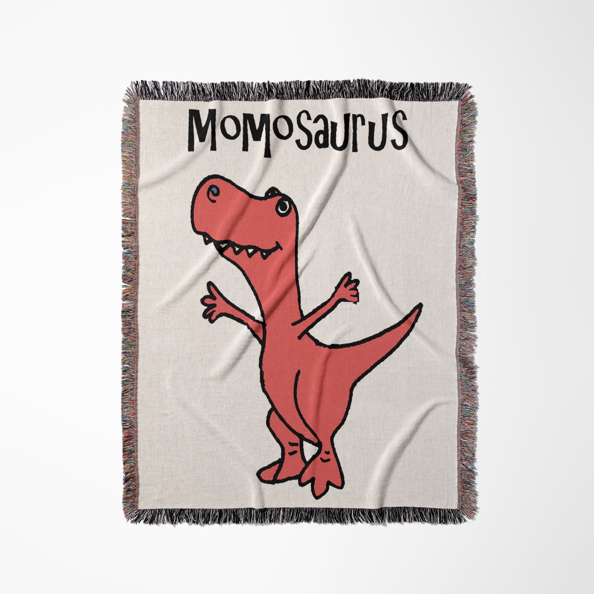 Funny Pink T-Rex Dinosaur Momosaurus Mother Mom Cartoon, Woven Blanket ...