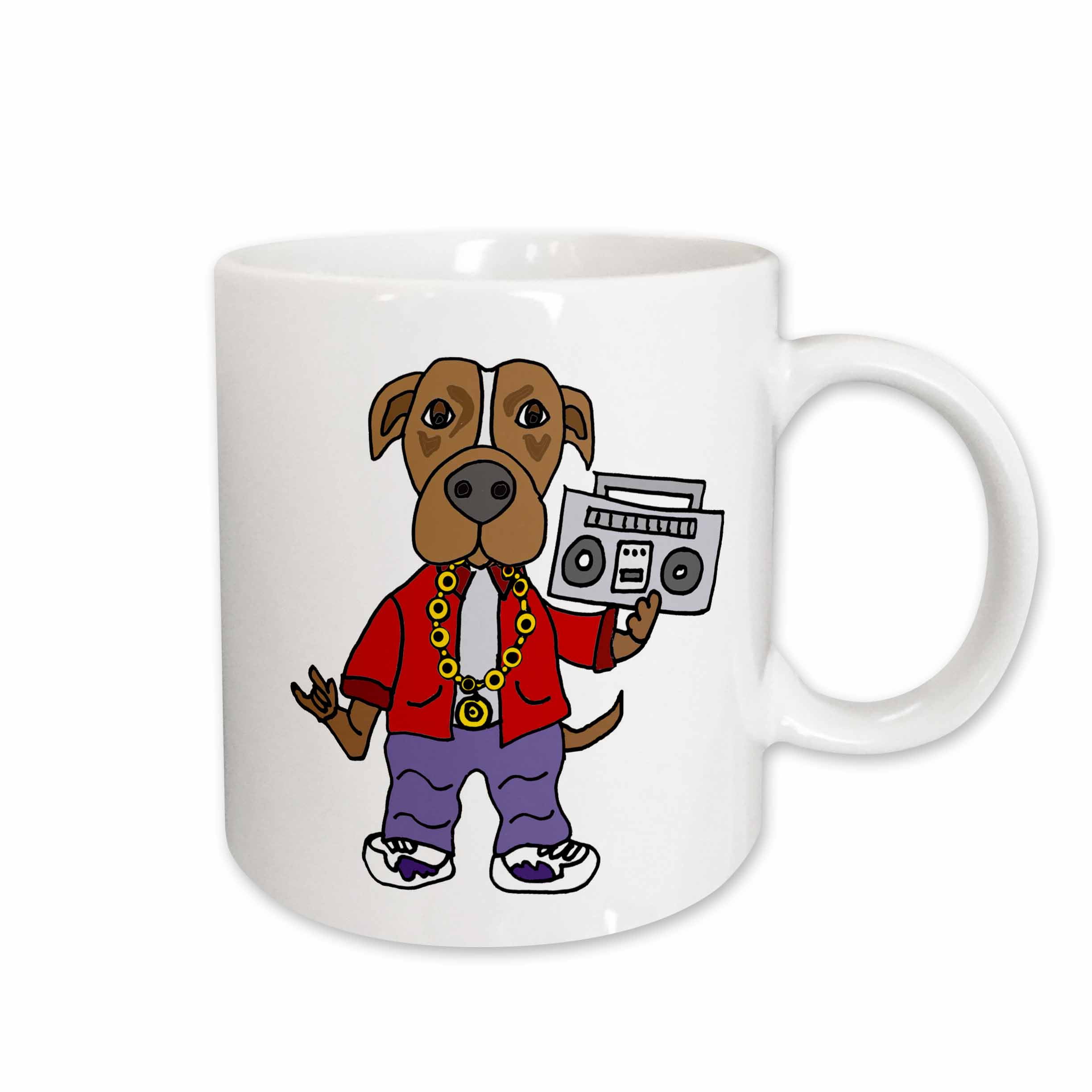 3drose, Funny Pitbull Puppy Dog Rapper Listening to Rap Music Cartoon ...