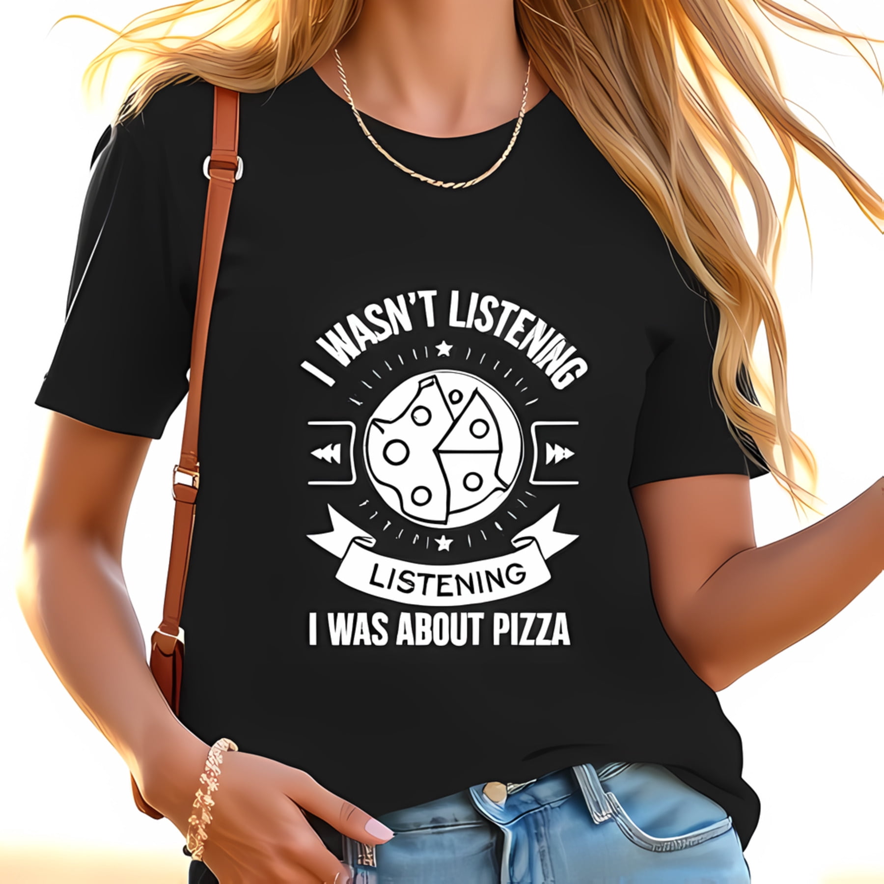Funny Pizza Graphic Cotton Short Sleeve T-Shirt for Women - Whimsical ...