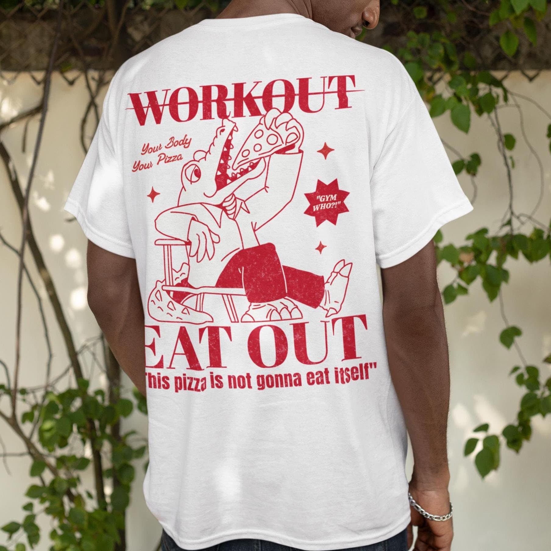 Funny Pizza Gym Shirt - Crocodile Foodie T-Shirt - Sporty Italian Food ...