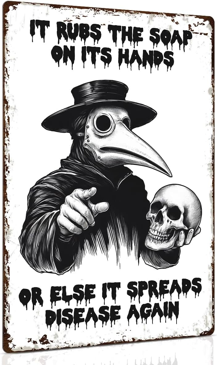 Funny Plague Doctor Metal Sign - Wash Your Hands Plague Doctor Gothic ...