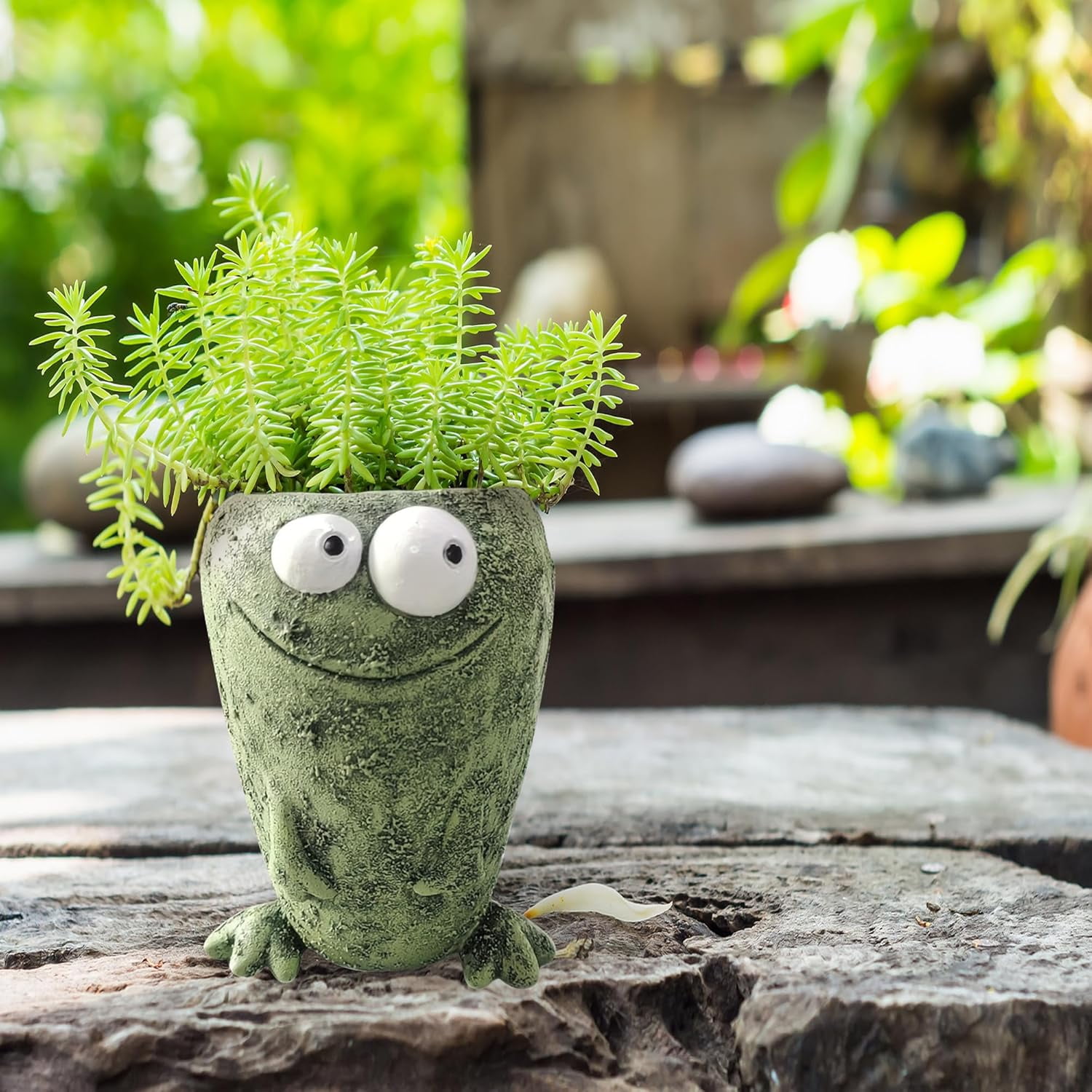 Funny Plants Flower Pot - Cute Animal Planter Smile Face Frog Resin ...