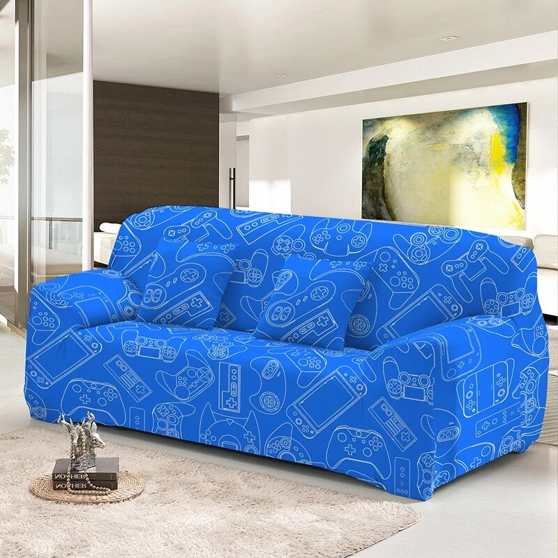 Funny Player Gampad Couch Cover Slip-Resistant L Shape Stretch Game ...