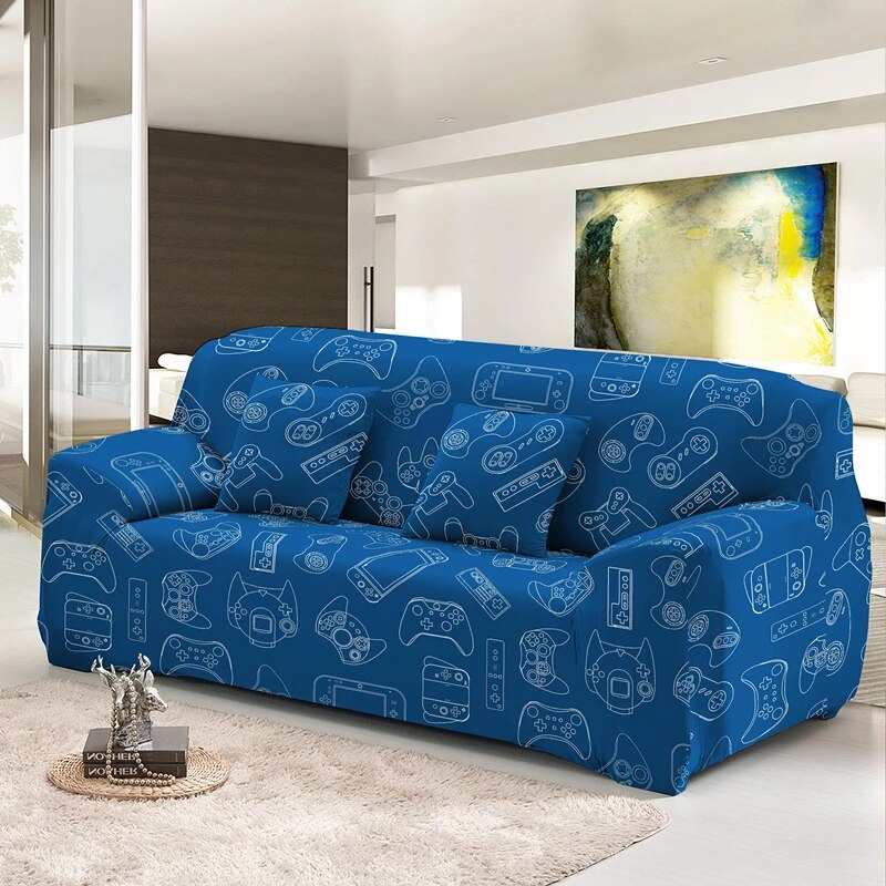 Funny Player Gampad Couch Cover Slip-Resistant L Shape Stretch Game ...