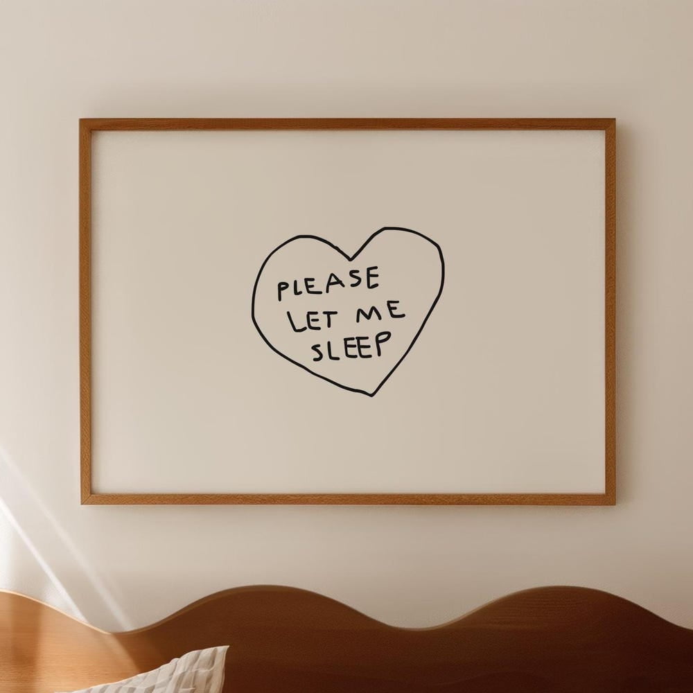Funny 'Please Let Me Sleep' Bedroom Art: Trendy Nap Lover Print ...