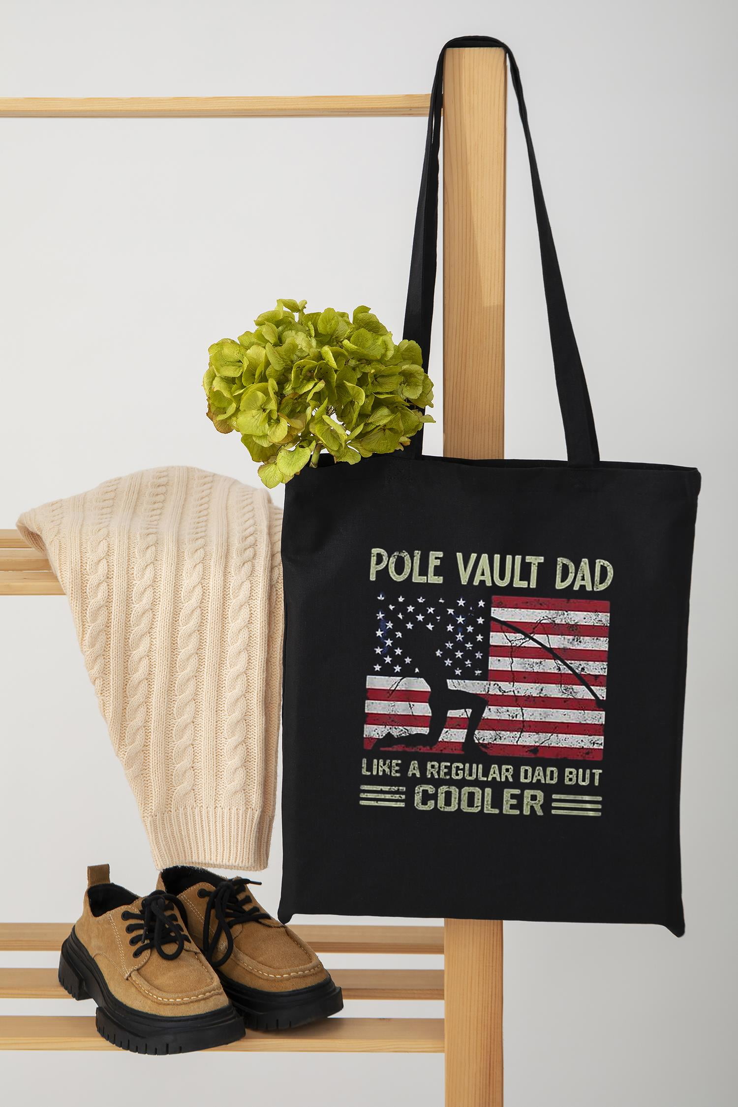 Funny Pole Vault Dad Father's Day Fans Sport Vintage Track Field Jumper Tote Bag Unisex ...