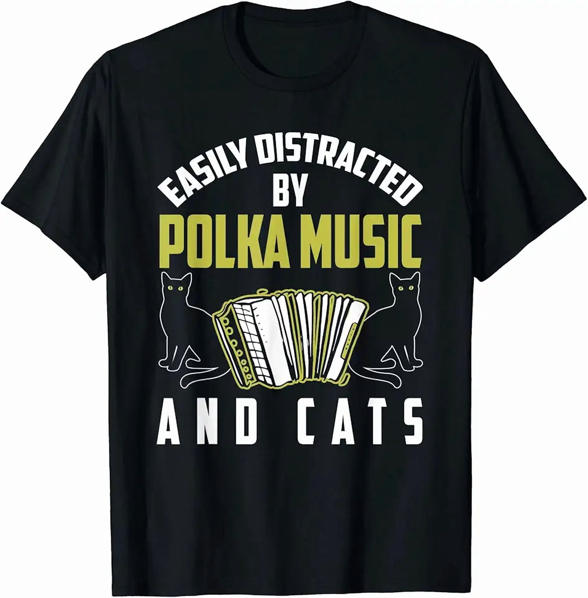 Funny Polka Music Accordion Cat Lover Unisex Graphic Short Sleeve T ...