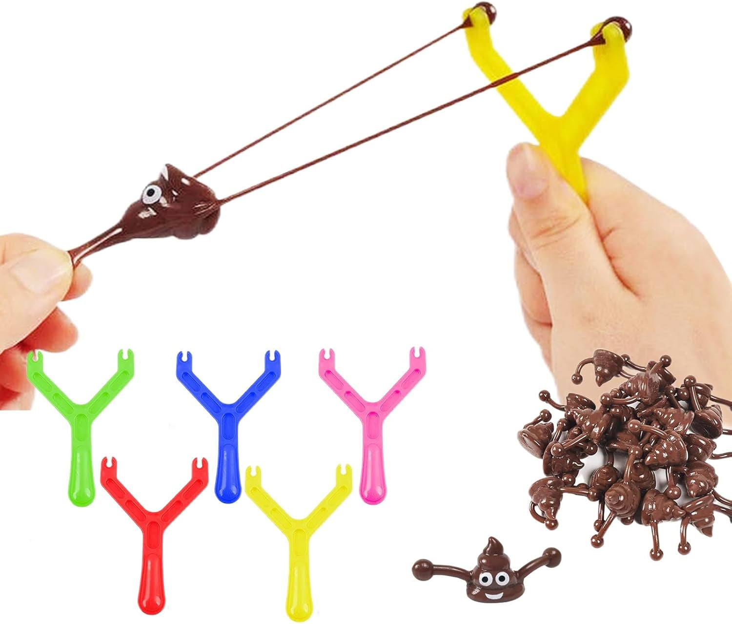 Funny Poo Slingshots Toy Poo Catapult Toy with 5 Slingshot Squishy Poo ...