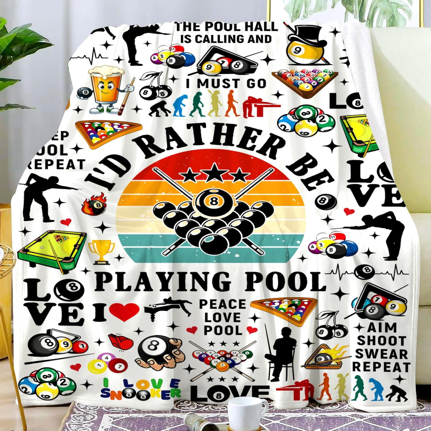 Funny Pool Balls Gifts for Men Cute Billiard Balls Blanket Throw Stuff ...