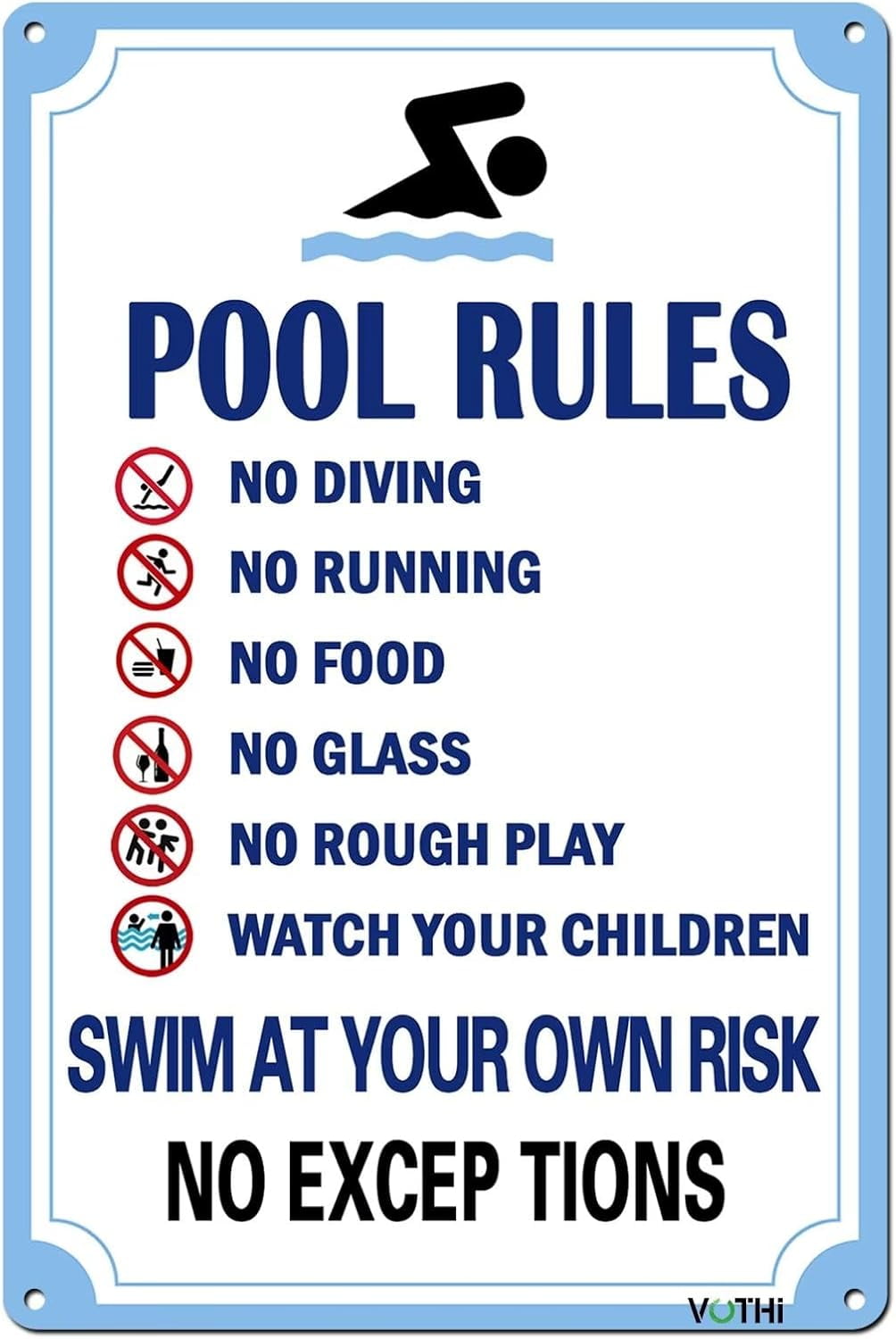 Funny Pool Rules Metal Signs;No Diving No Running No Peeing No ...
