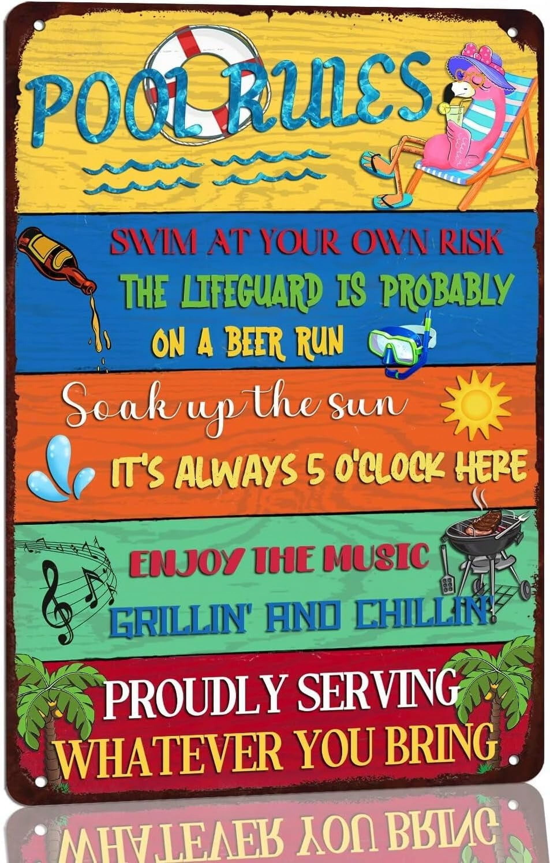 Funny Pool Rules Metal Tin Sign Vintage Swimming Pool Rules Signs House ...
