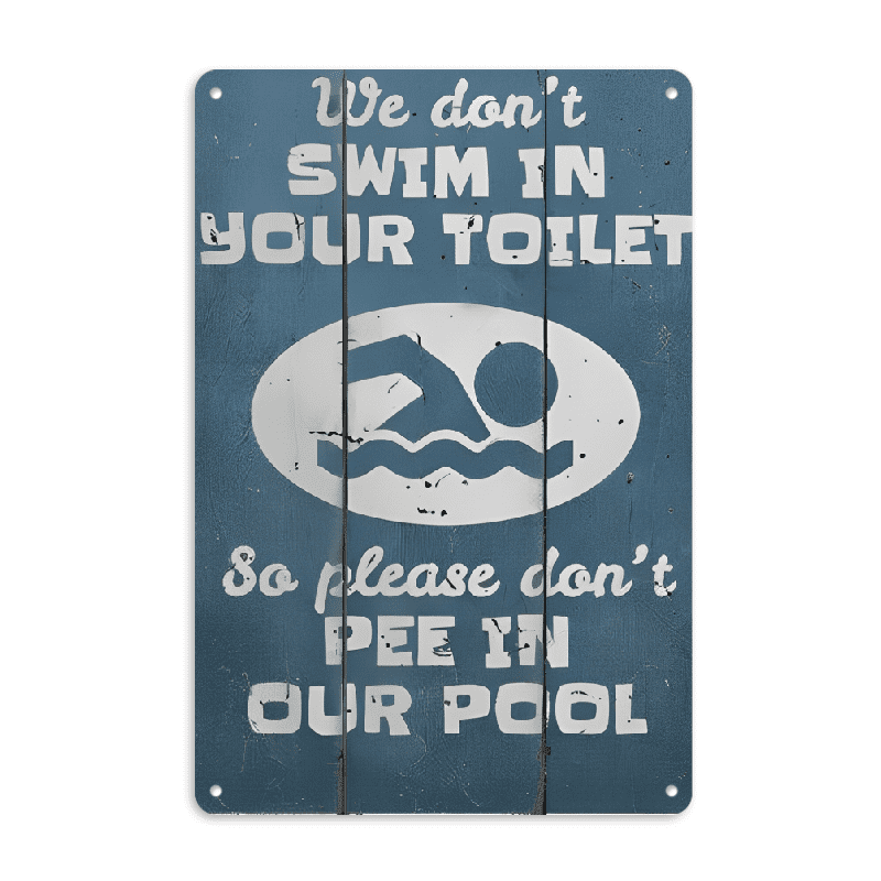 [Funny Pool Sign] Waterproof Rustic Blue Funny Pool Rules Metal Sign ...