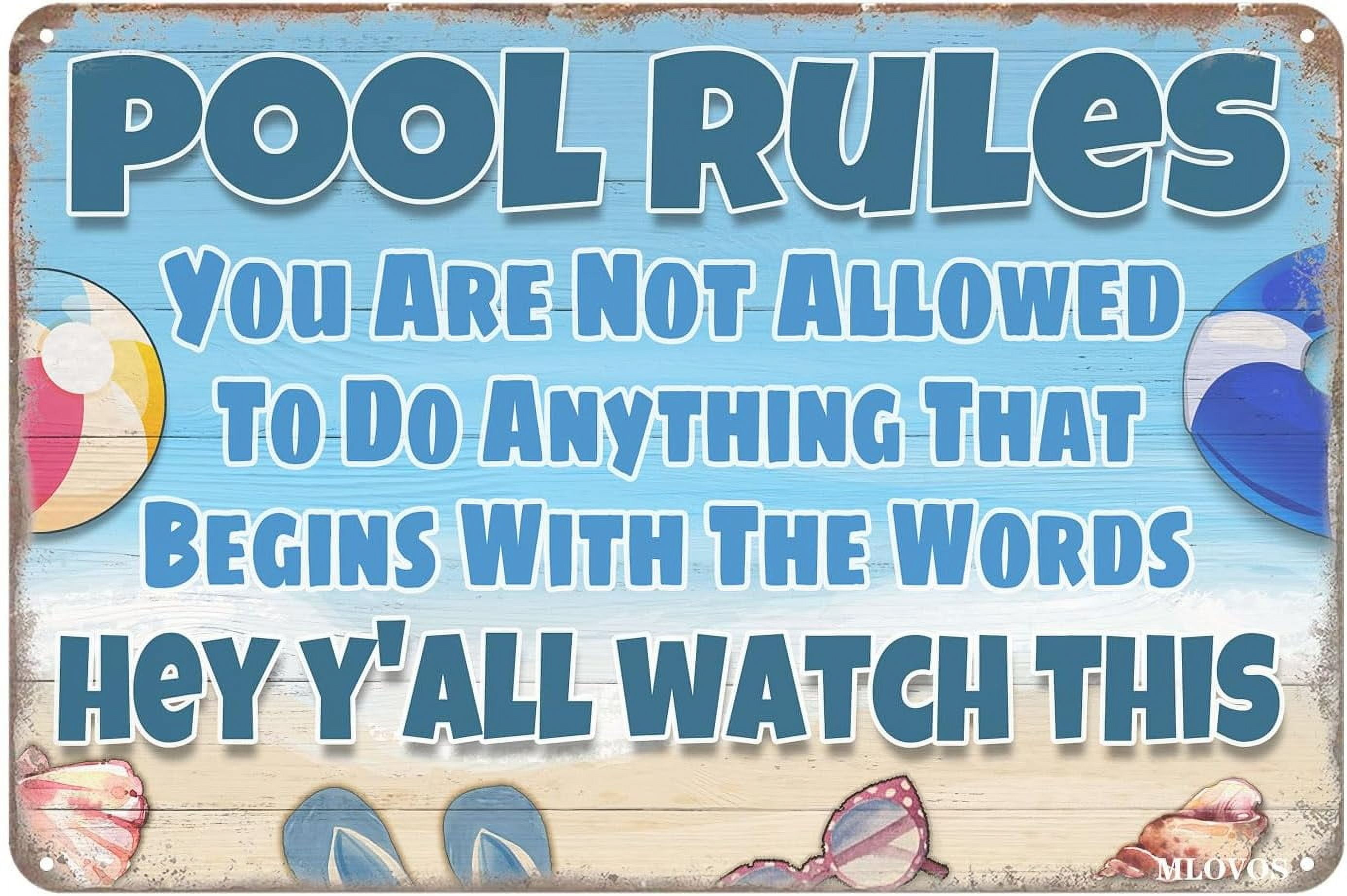Funny Pool Signs Pool Rules Sign Pool Dcorations Farmhouse Pool Patio ...