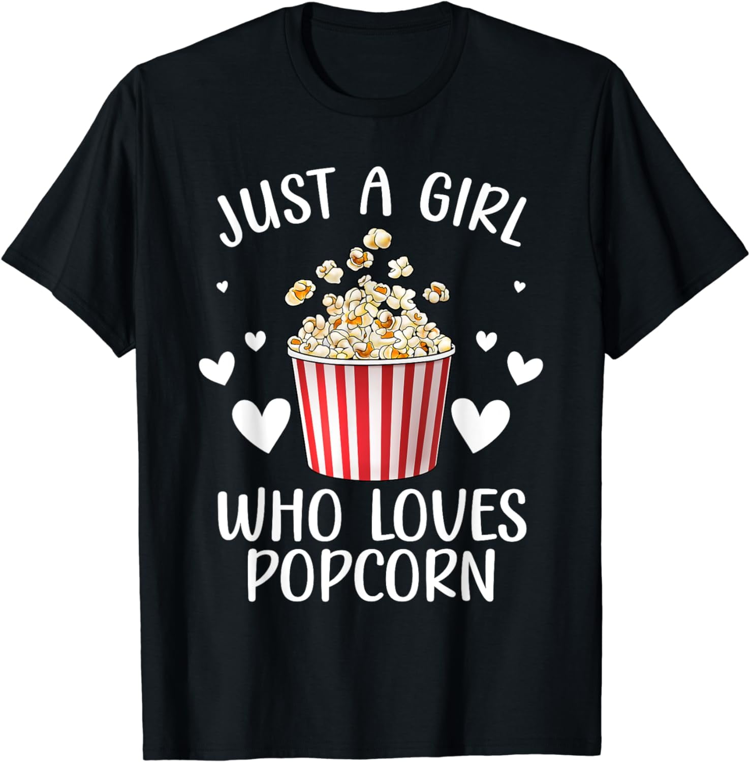 Funny Popcorn Art Girls Women Kids Popcorn Corn Kernel Lover Cotton T ...