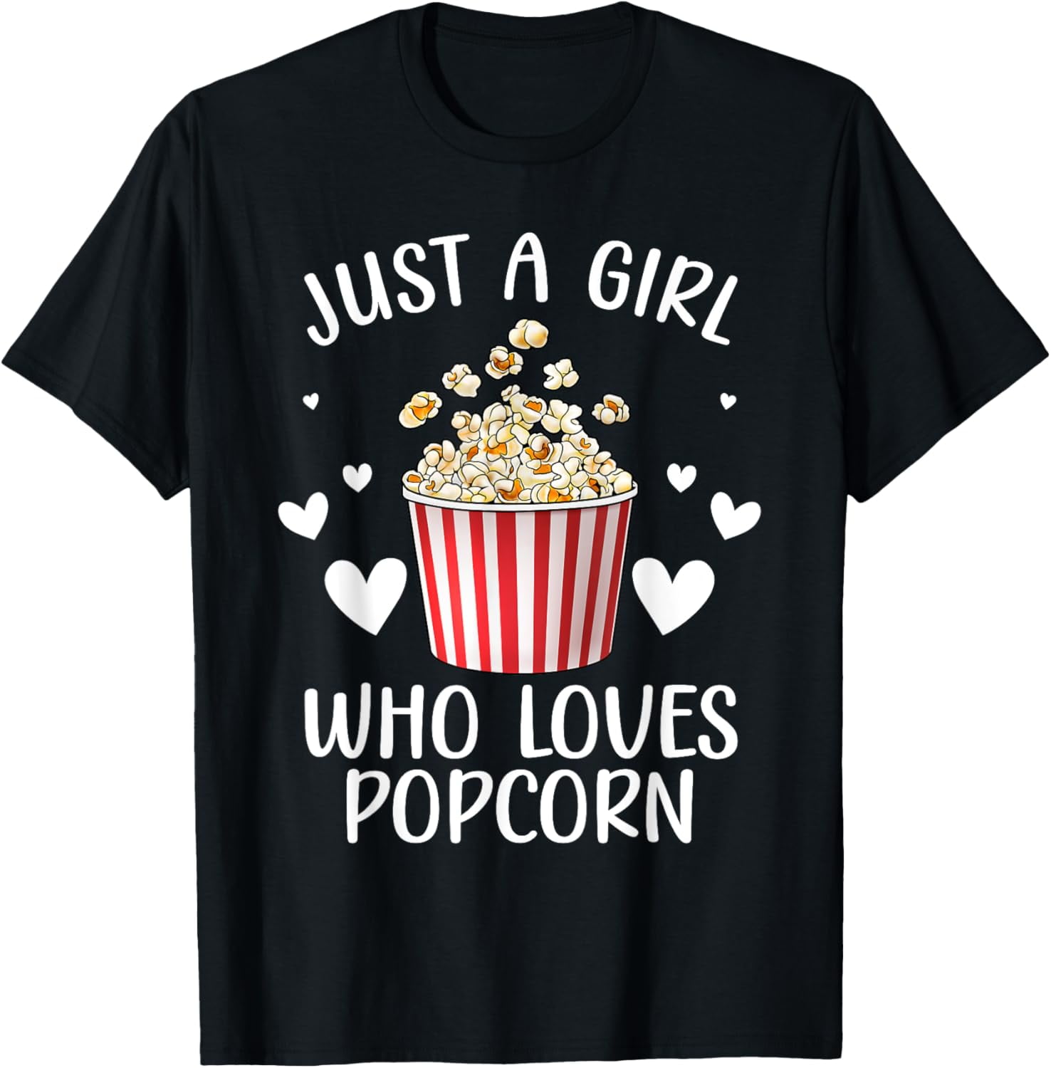 Funny Popcorn Art Girls Women Kids Popcorn Corn Kernel Lover T-Shirt ...