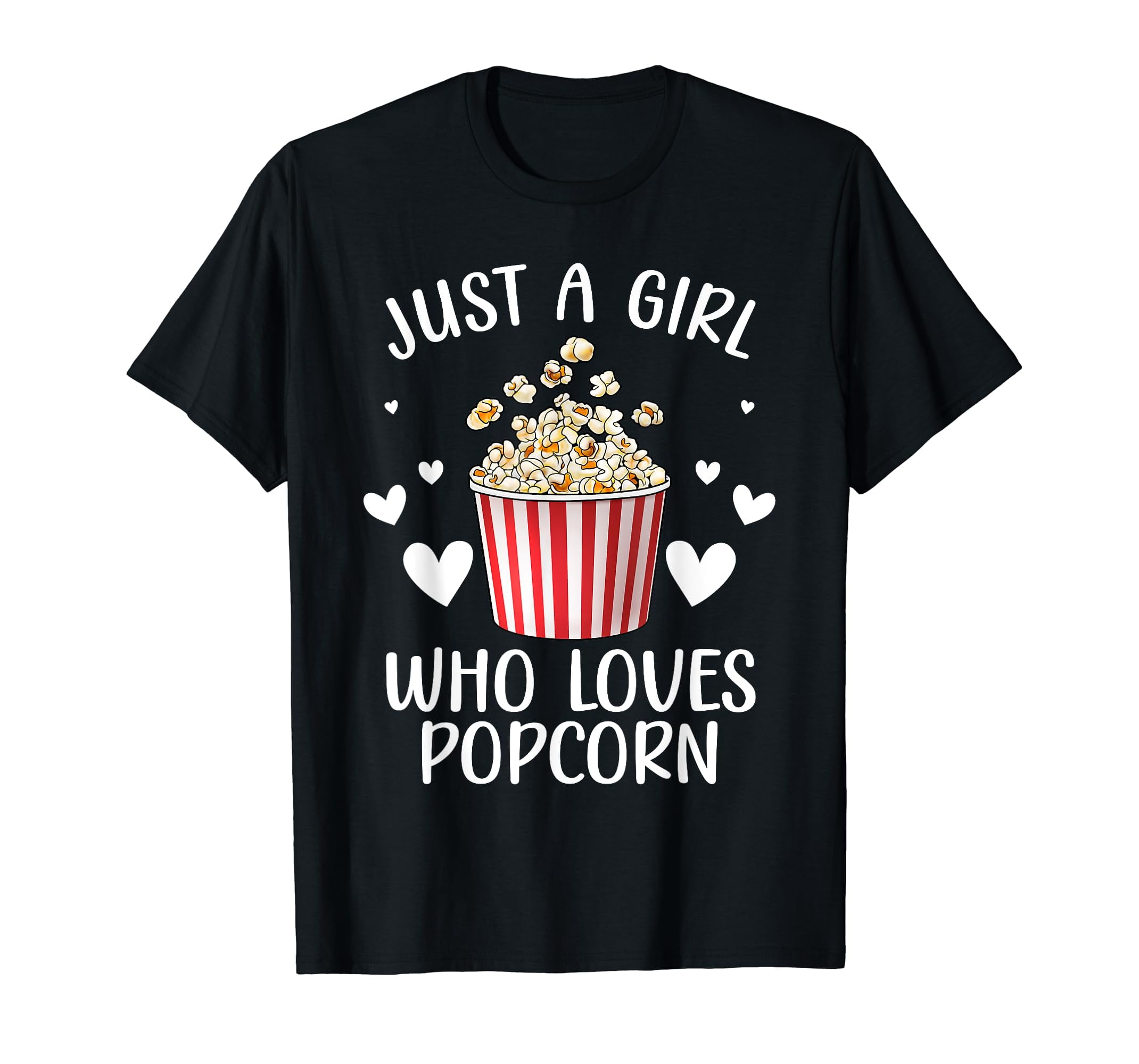 Funny Popcorn Art Girls Women Kids Popcorn Corn Kernel Lover T-Shirt ...
