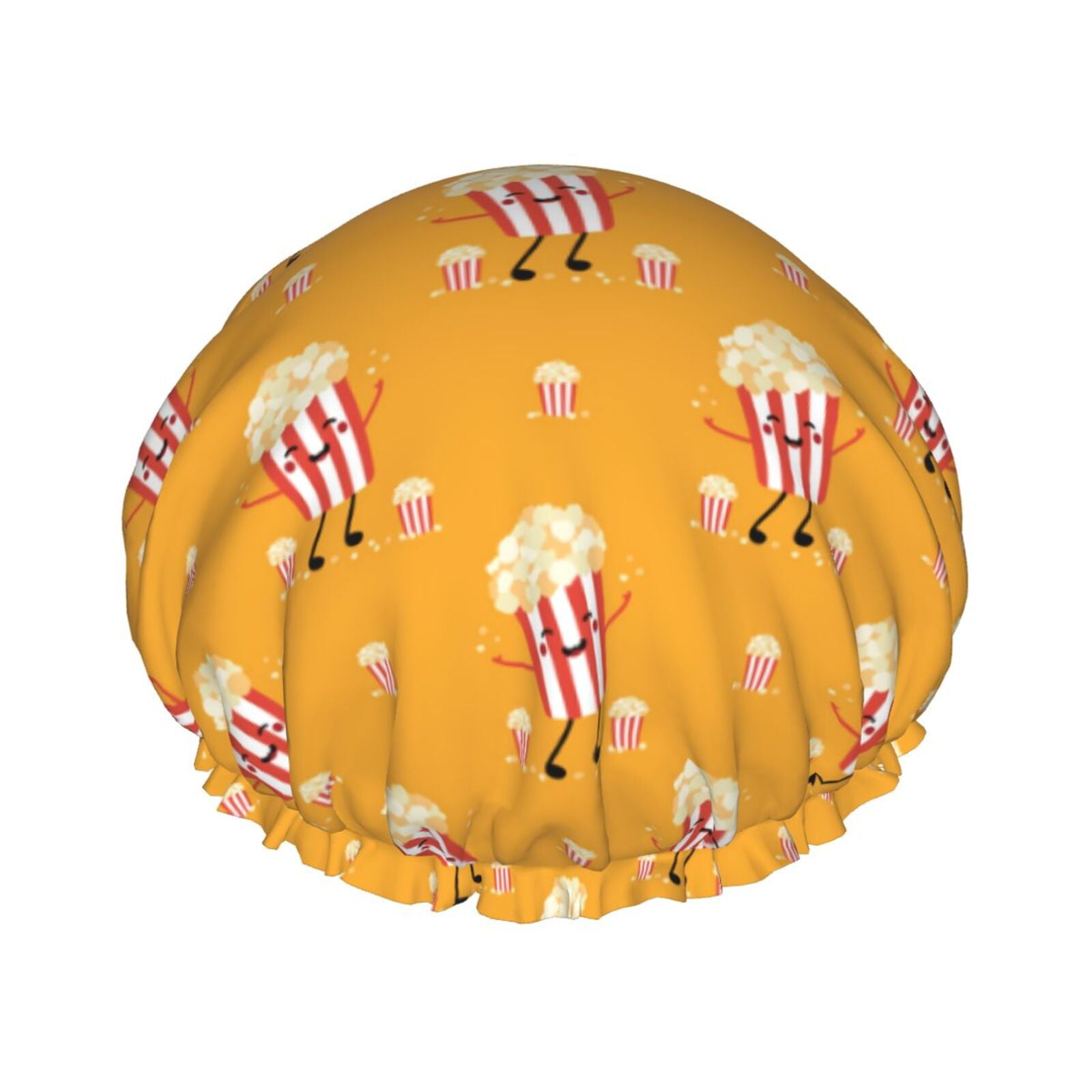 Funny Popcorn Shower Cap, Reusable Bath Hair Hat for all Hair Lengths ...