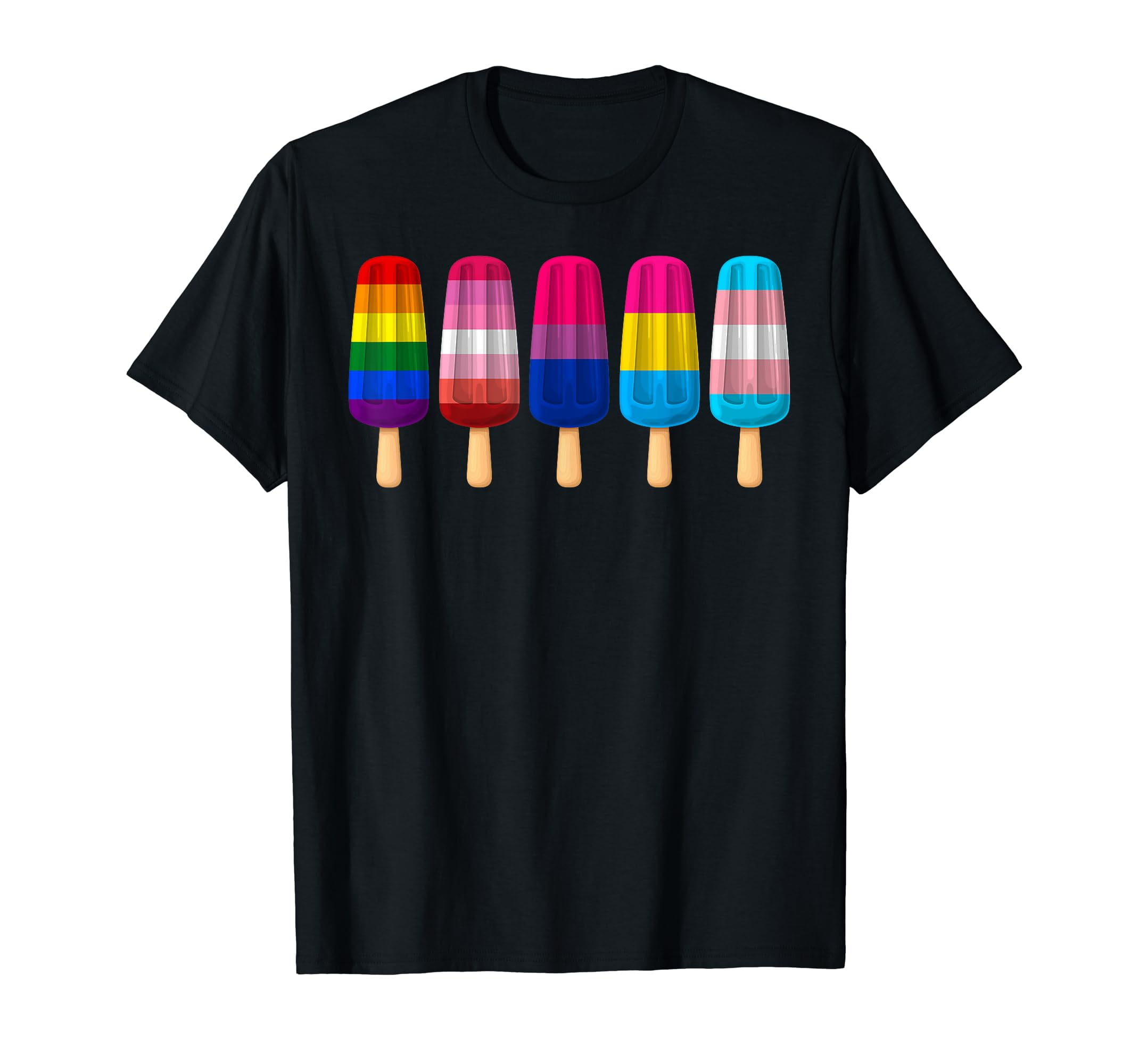 Funny Popsicles Ice Creams Rainbow Flag LGBT Summer Vacation T-Shirt ...