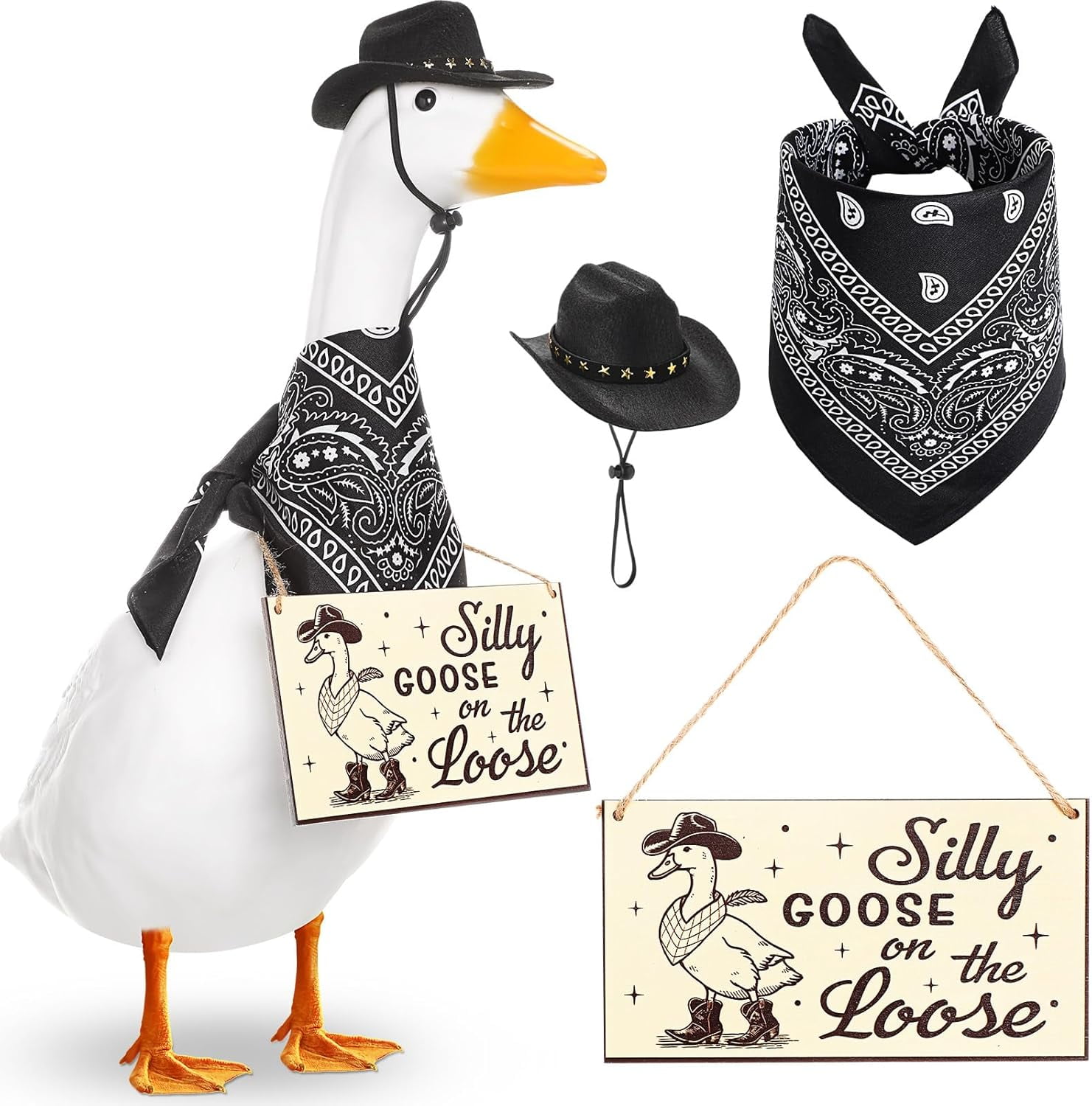 Funny Porch Goose Decoration Set Silly Goose on The Loose Hangings Sign ...