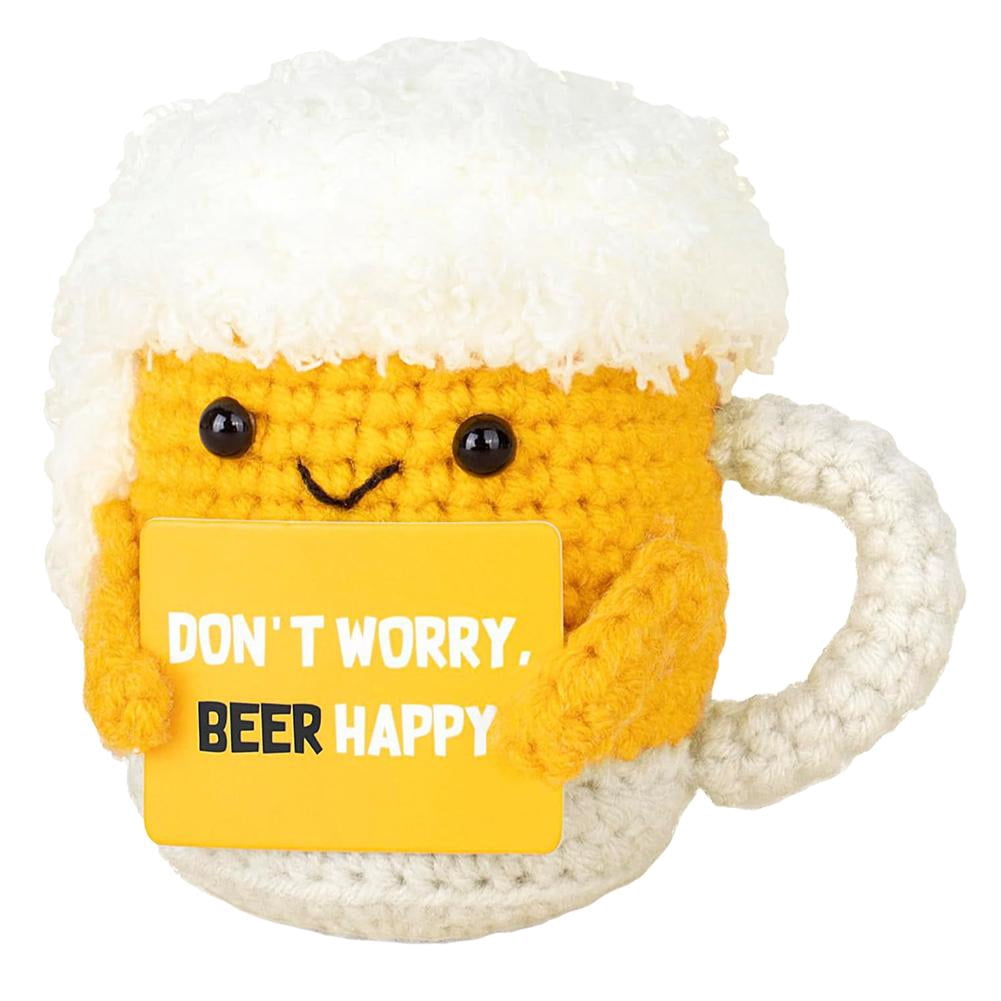 Funny Positive Beer, Positive Crochet Beer, Handmade Emotional Support ...