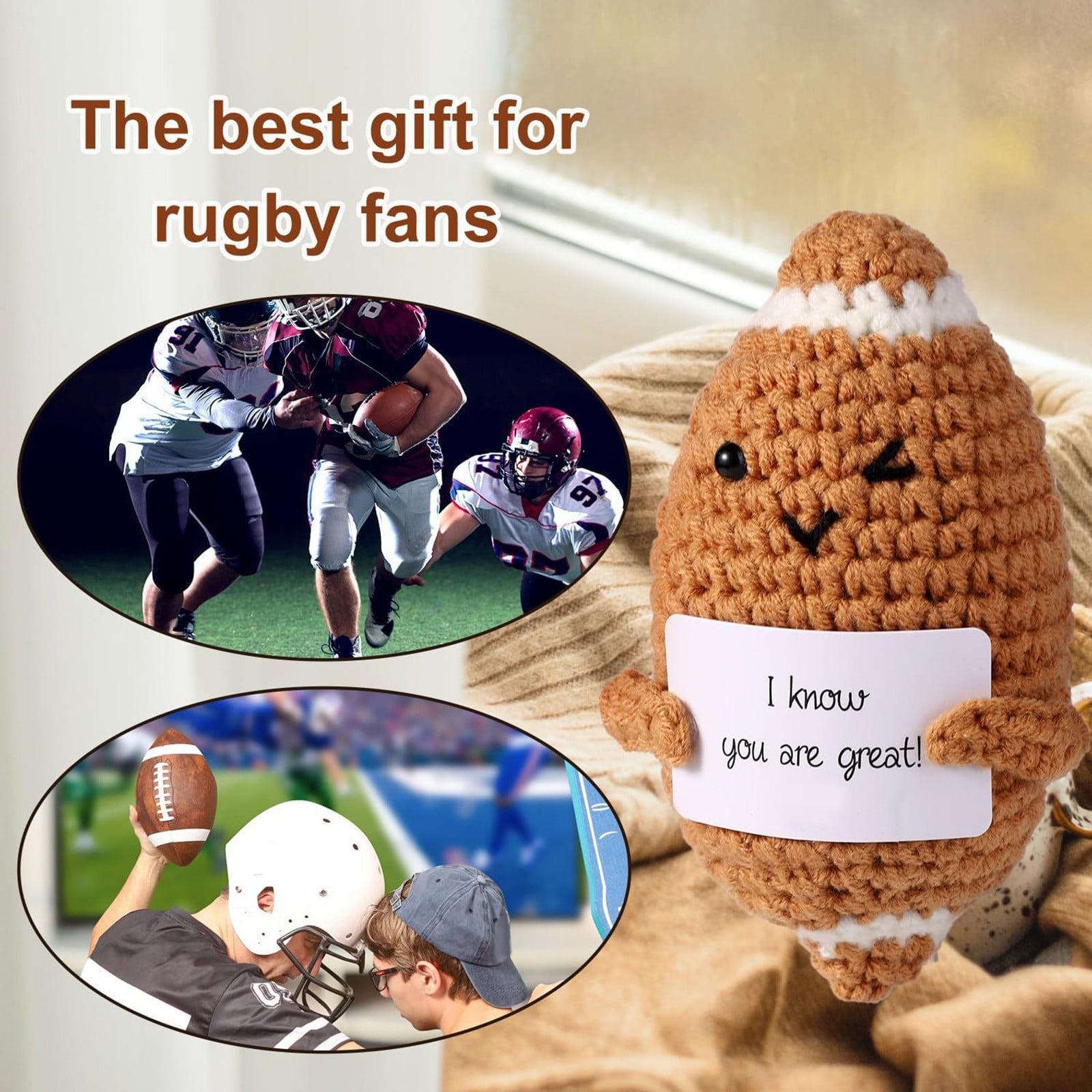 Funny Positive Rugby Emotional Support Toy - Mental Health Gifts ...