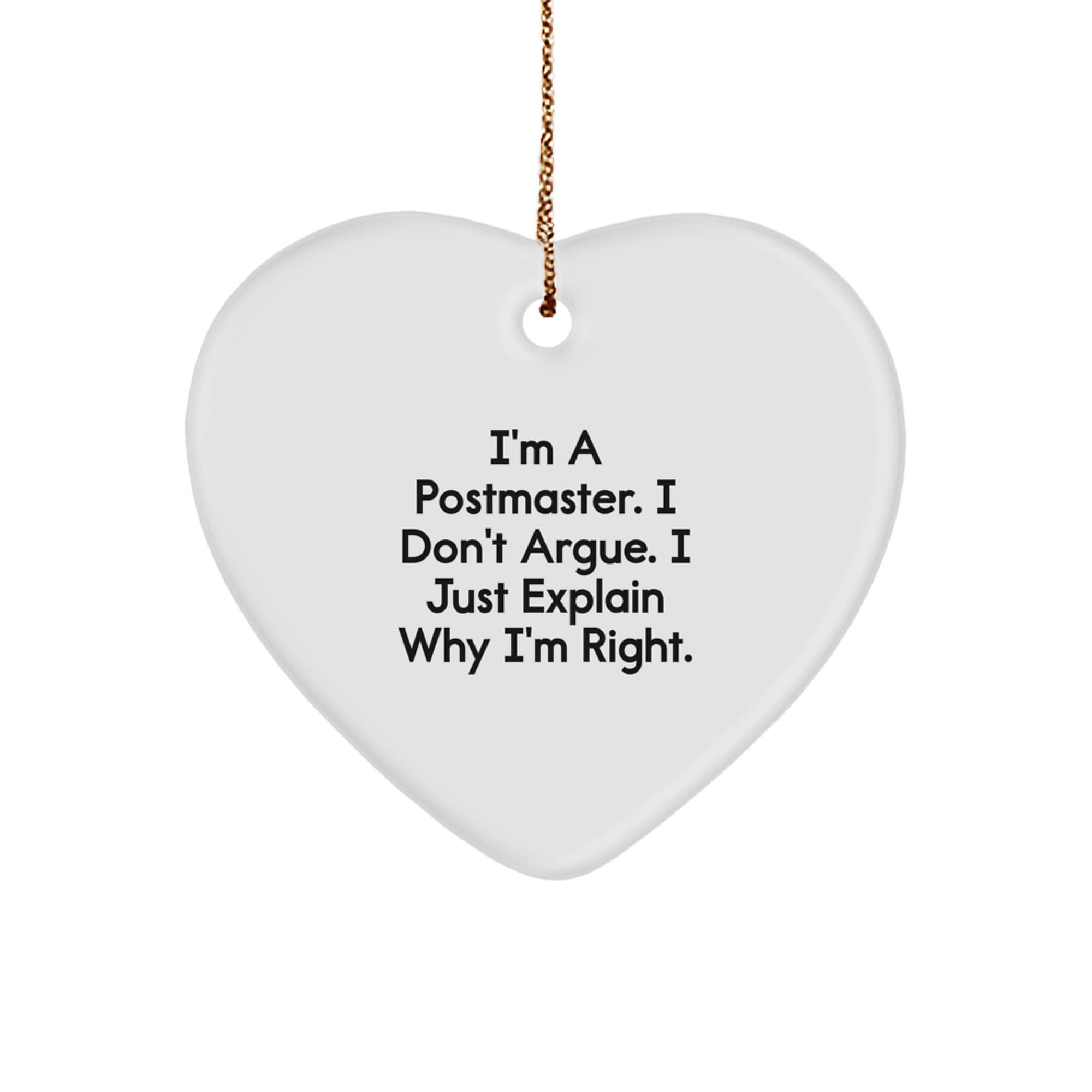 Funny Postmaster Quote Heart Ornament Gifts from Men, Women, Friends ...