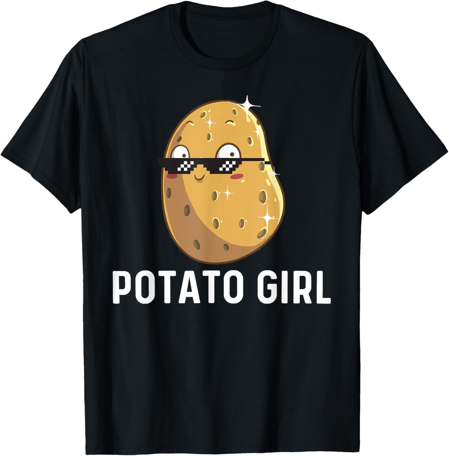 Funny Potato Art For Girls Kid Kawaii Potato I Love Potatoes T-Shirt ...