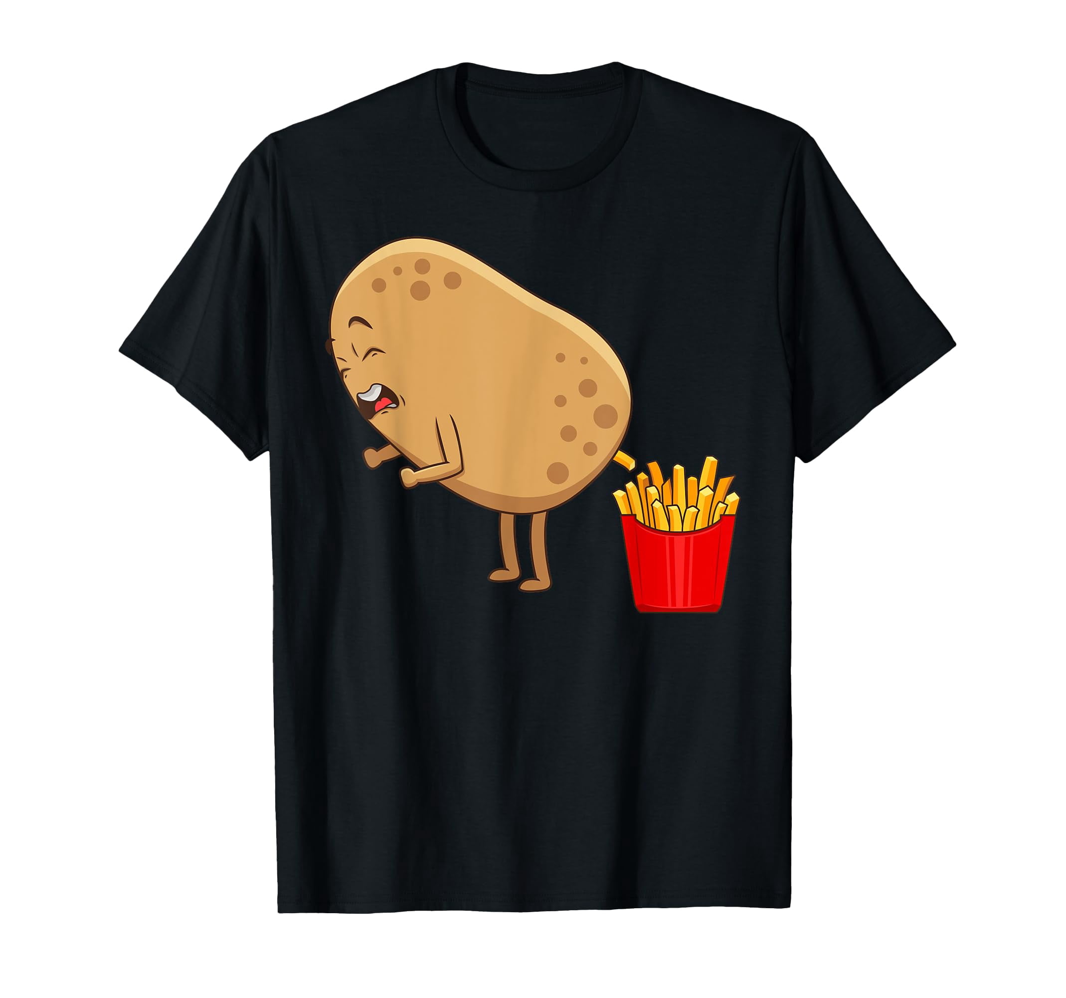 Funny Potato Cartoon French Fries T-Shirt for Food Lovers and Snack ...