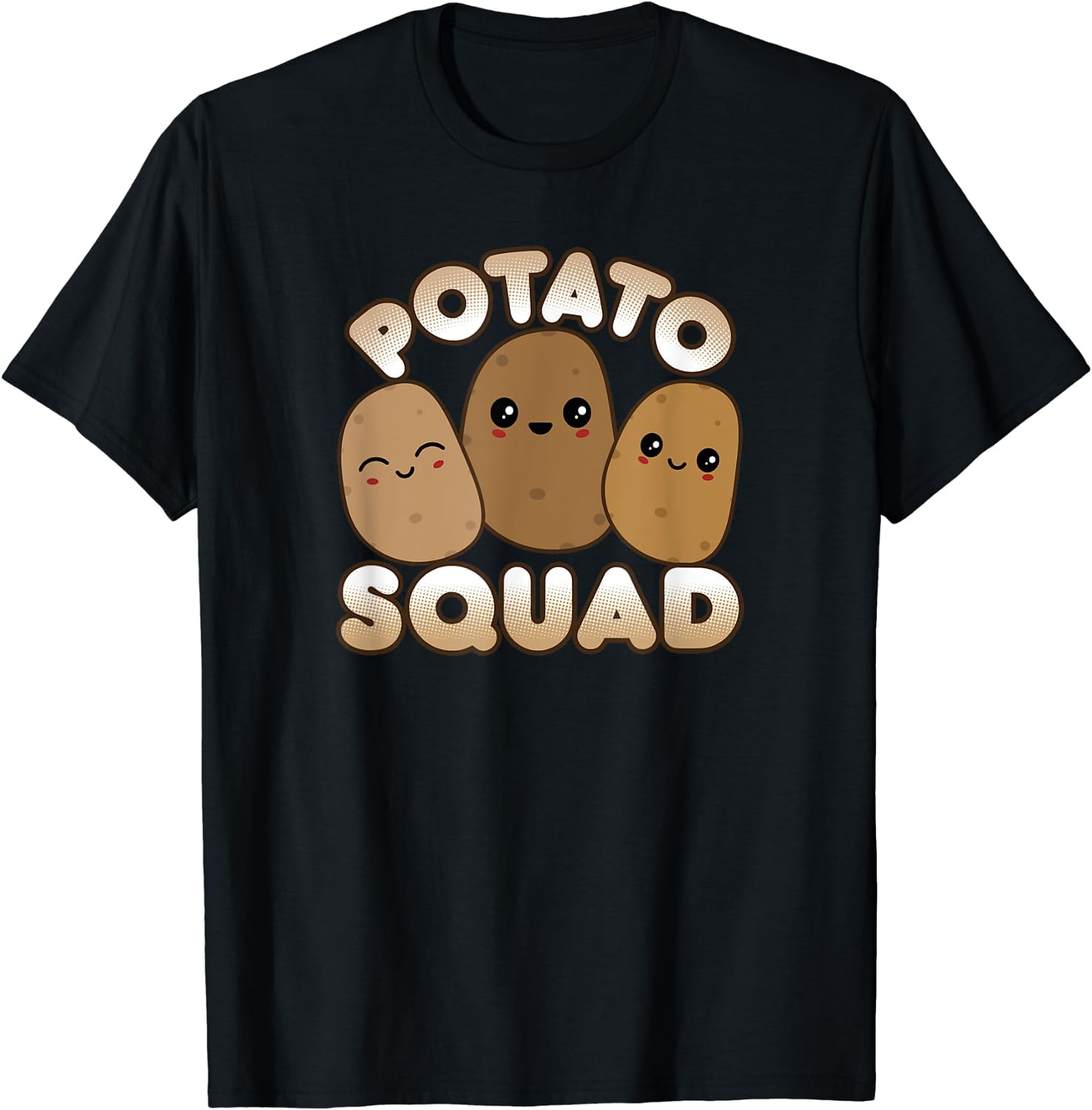 Funny Potato Gift Cute Kawaii Style Smiling Potato Squad T-Shirt ...