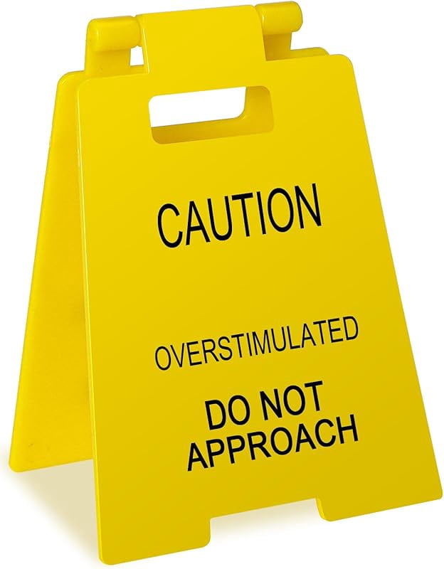 Funny Prank Gift Mini Caution Overstimulated Desk Sign for Coworkers ...
