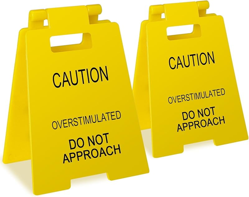 Funny Prank Gift Mini Caution Overstimulated Desk Sign for Coworkers ...