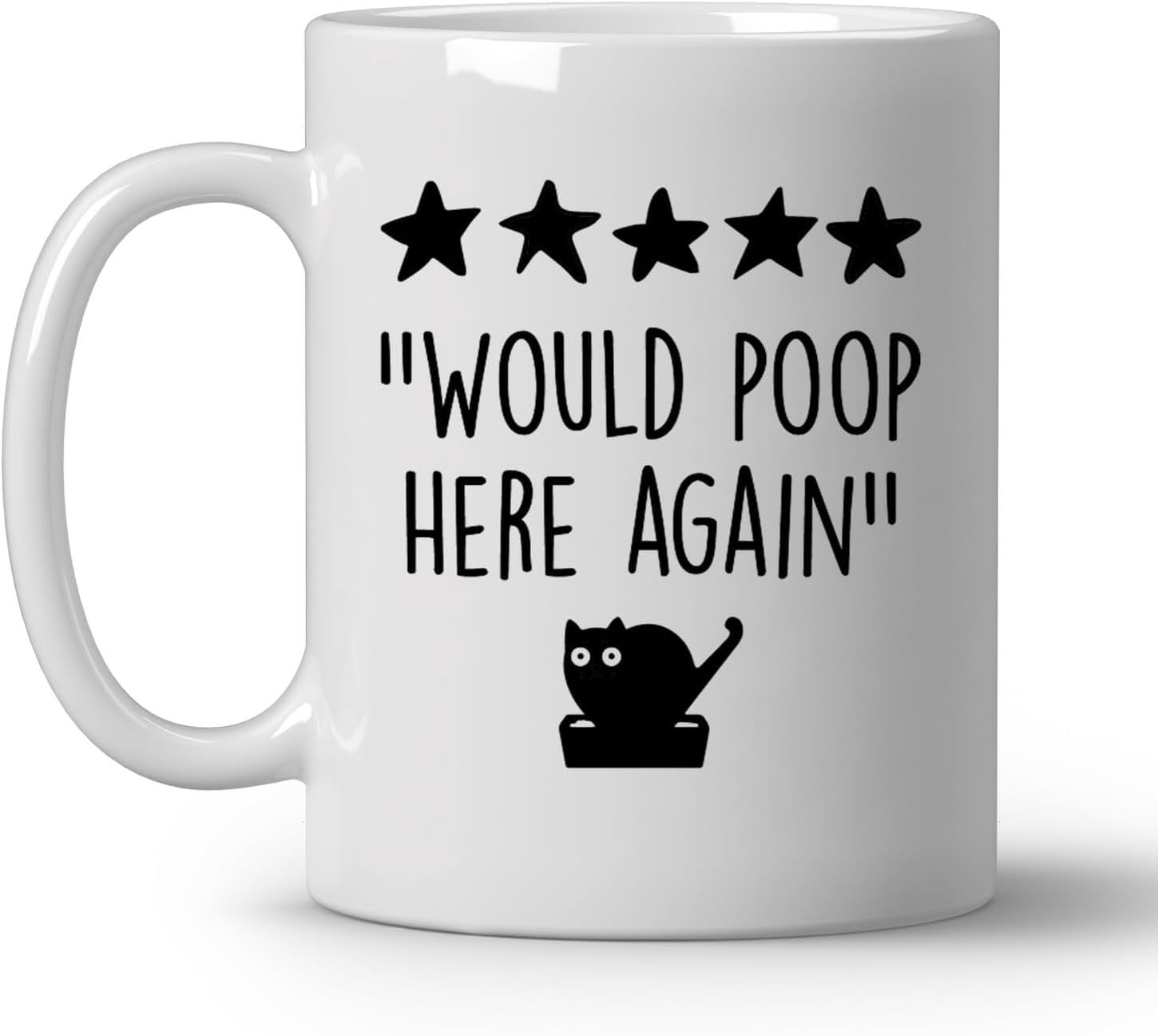 Funny Prank Would Poop Here Again Coffee Mugs, Minimalist Cat Five Star ...