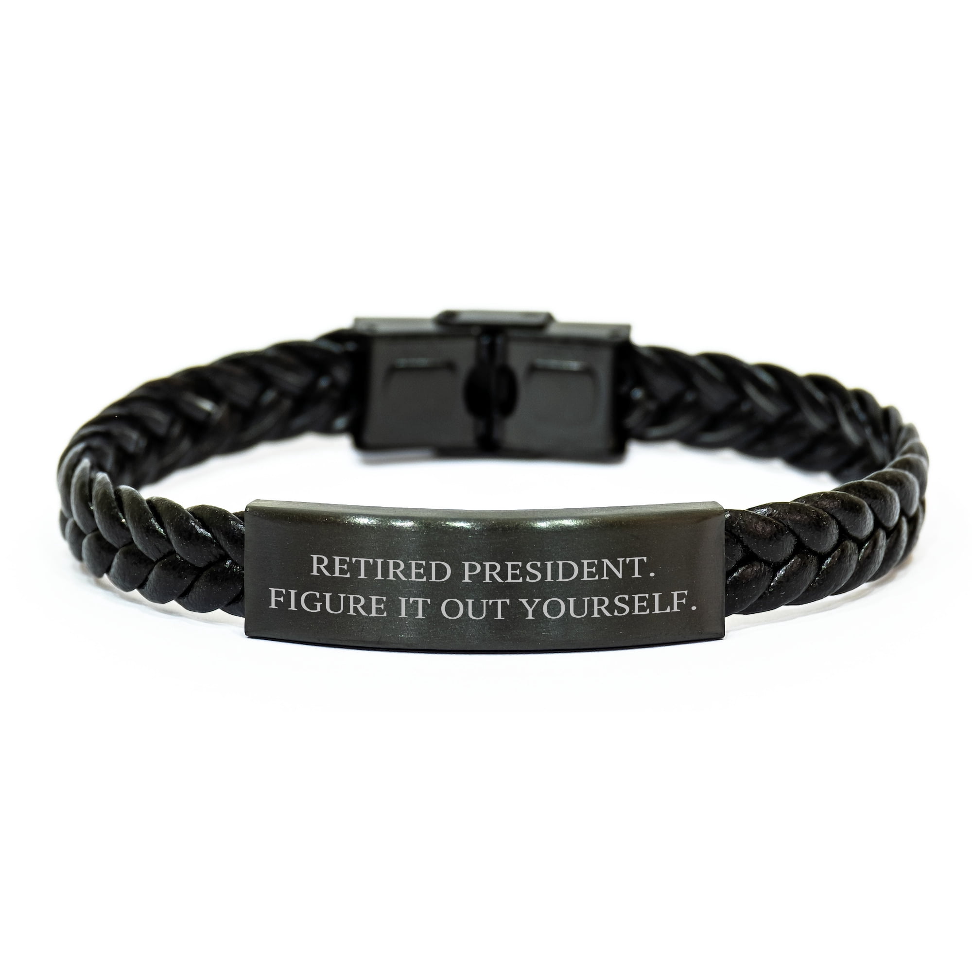 Funny President Gifts, Interlaced Leather Bracelet, 'Retired President ...