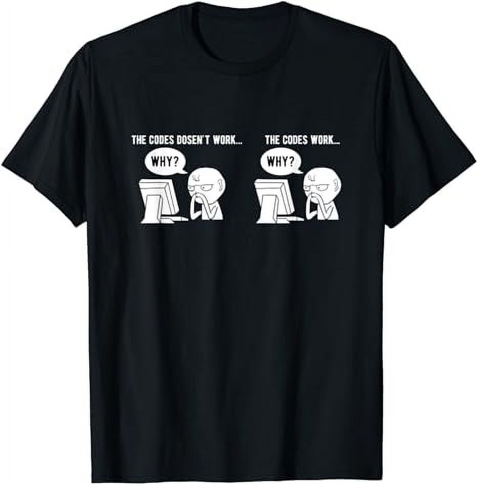 Funny Programmer Code Works Why Meme Design T-Shirt - Walmart.com