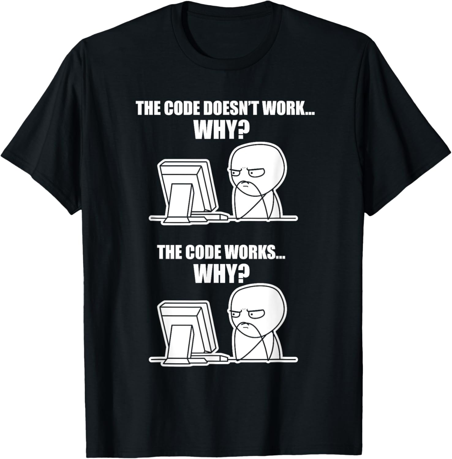 Funny Programmer - Code Works Why Meme T-Shirt - Walmart.com