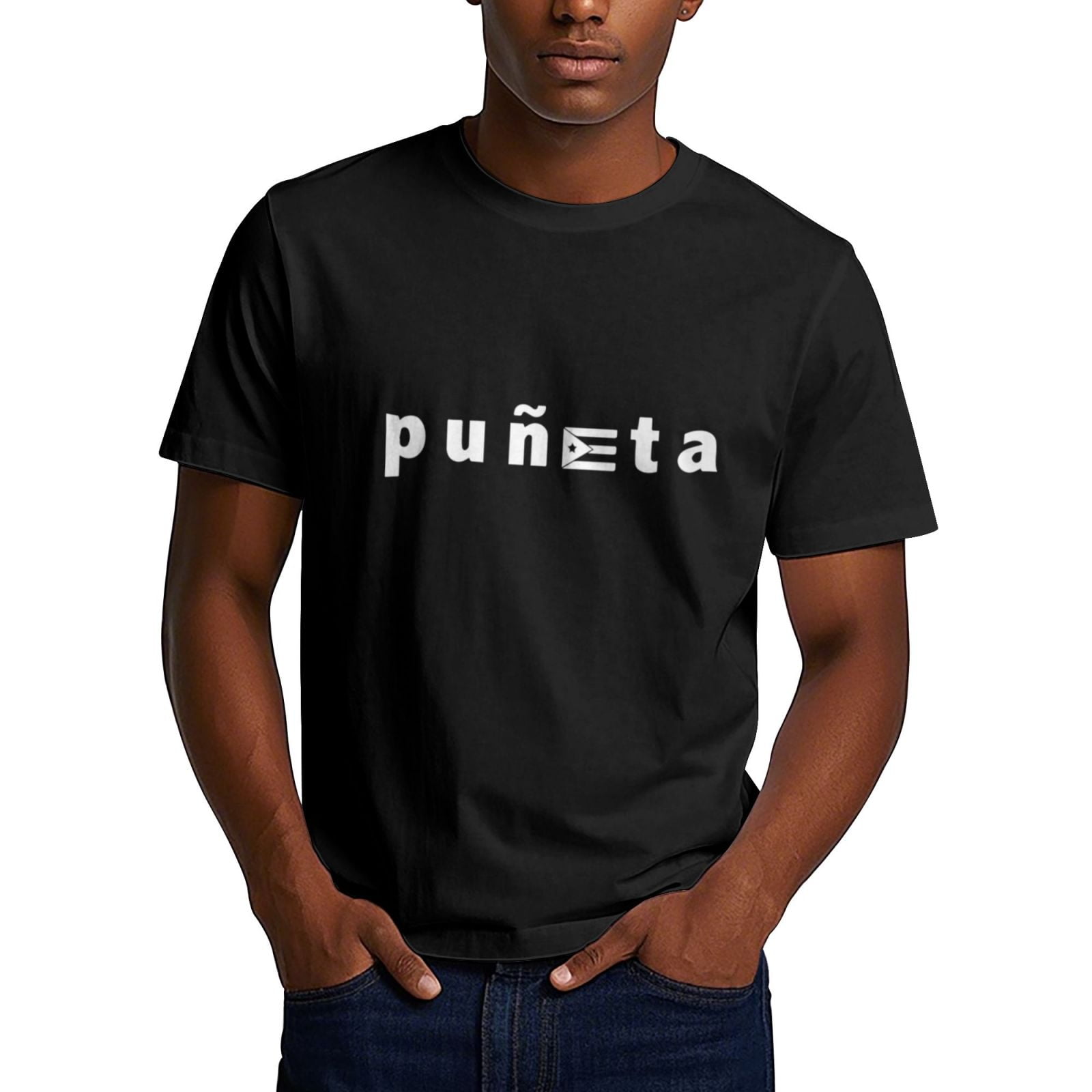 Funny Puerto Rico Man And Woman Adult Polyester Crew Neck T-Shirt 100% ...
