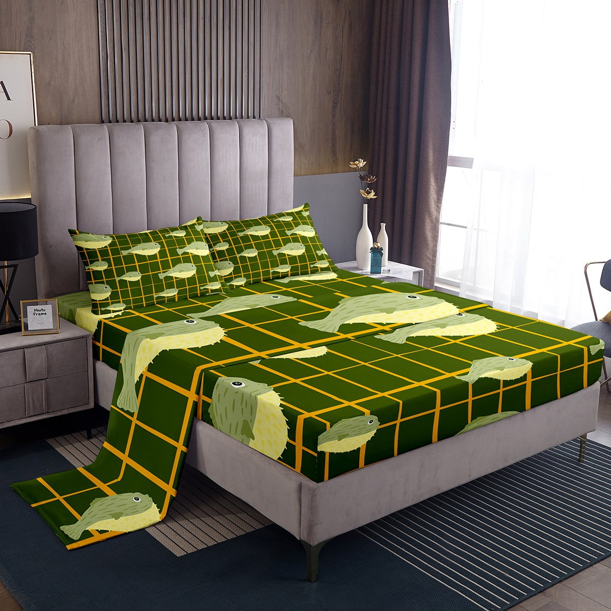 Funny Puffer Fish Sheet Set Full Size,Cartoon Doodle Pufferfish Stuffed ...