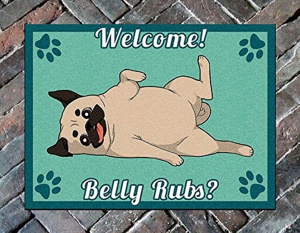 Funny Pug Belly Rub Welcome Mat, Doormat Floormat (20" x 27") - Walmart.com
