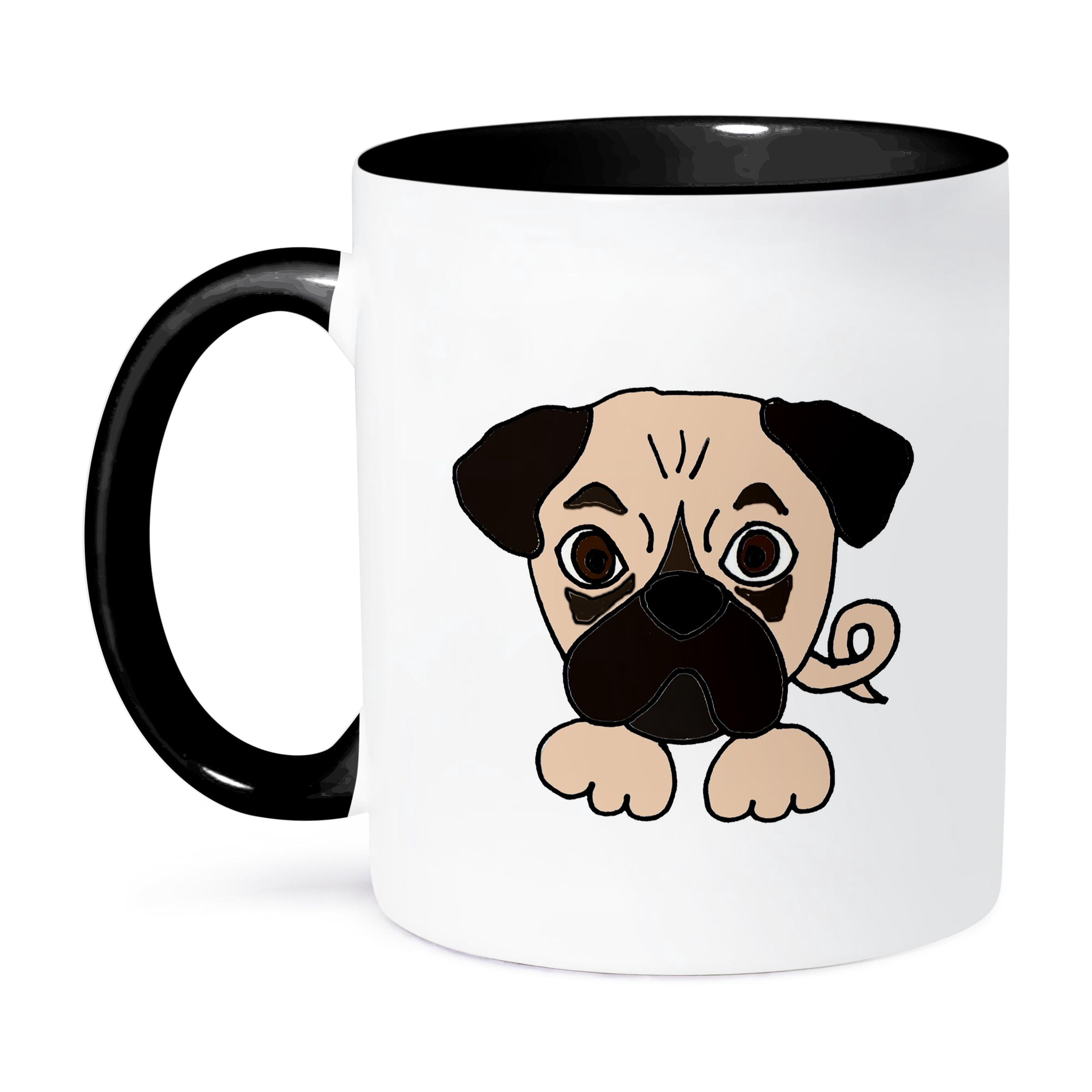 Funny Pug Puppy Dog Cartoon, 11oz Two-Tone Black Mug - Walmart.com