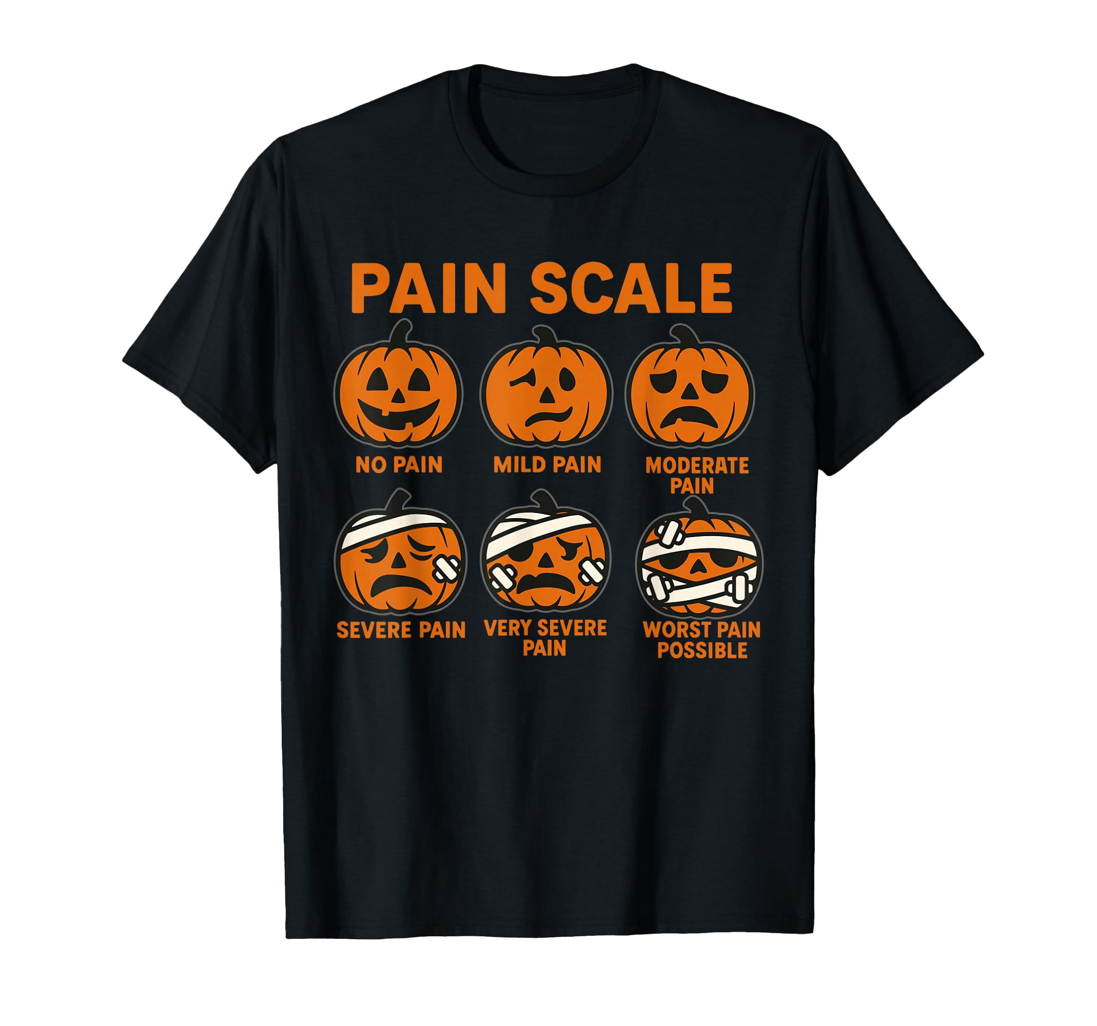 Funny Pumpkin Pain Scale T-Shirt for Medical Staff and Nurses, Perfect ...