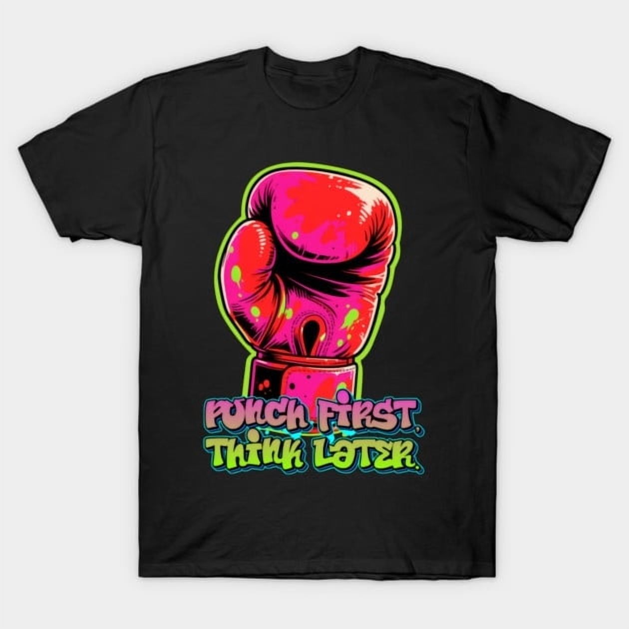 Funny Punch First Think Later Boxing Martial Arts Artwork Print, H6869 ...