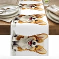 Funny Puppy Cotton Linen Table Runner Cute Cartoon Watercolor Brown Dog ...
