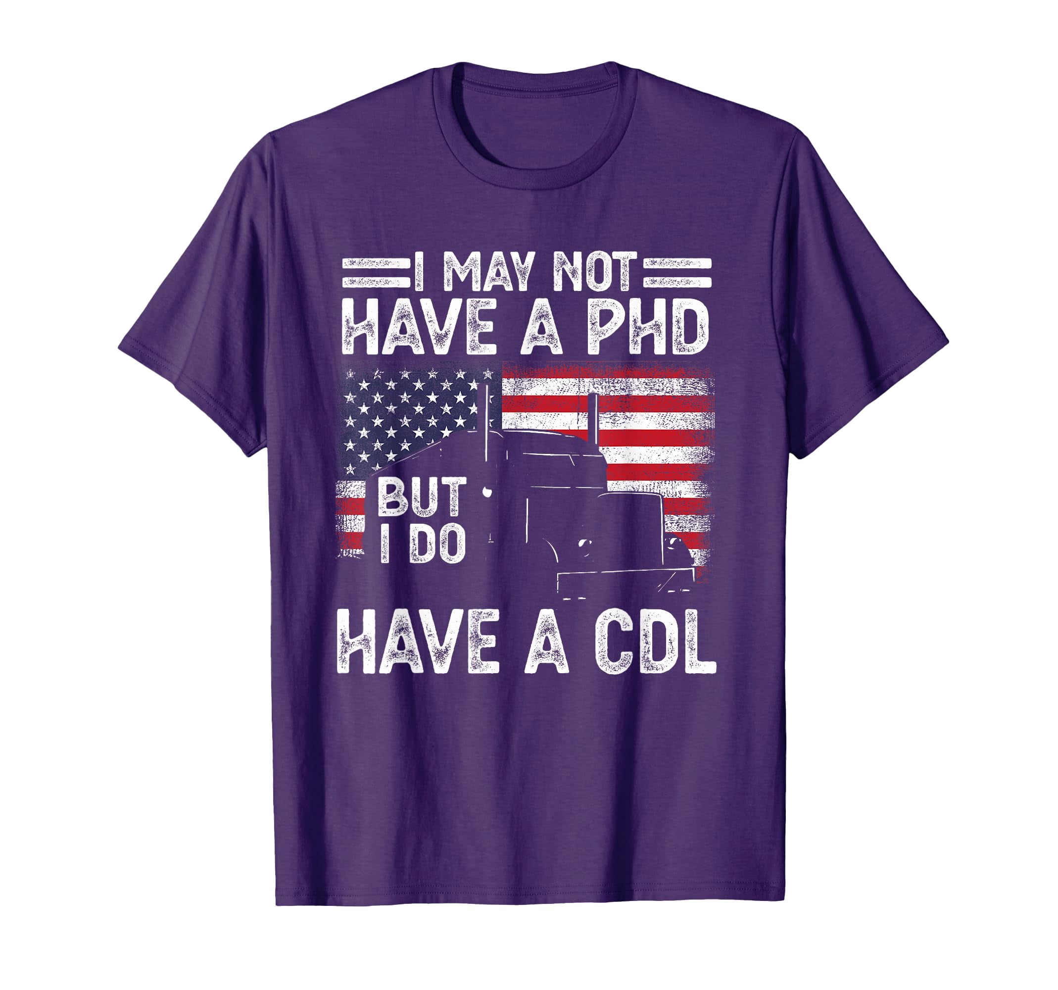 Funny Purple Truck Silhouette T-Shirt for CDL Drivers - Perfect Gift ...