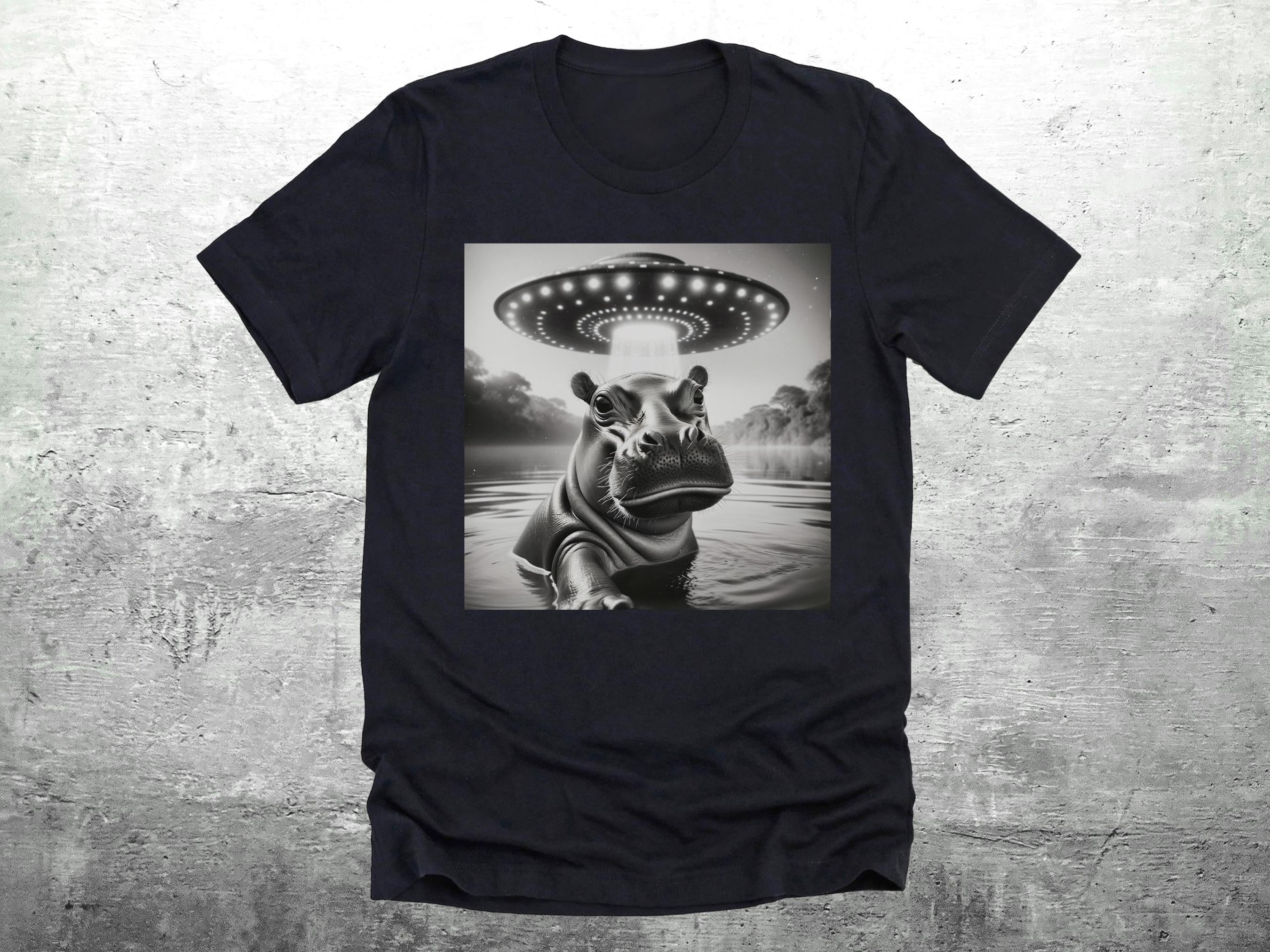 Funny Pygmy Hippo Shirt, Hippo Selfie Picture, UFO, Weird Animal Shirt ...