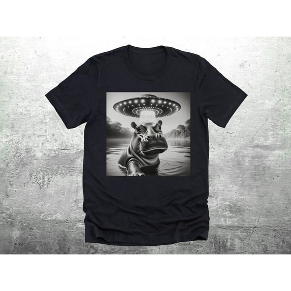 Funny Pygmy Hippo Shirt, Hippo Selfie Picture, UFO, Weird Animal Shirt ...