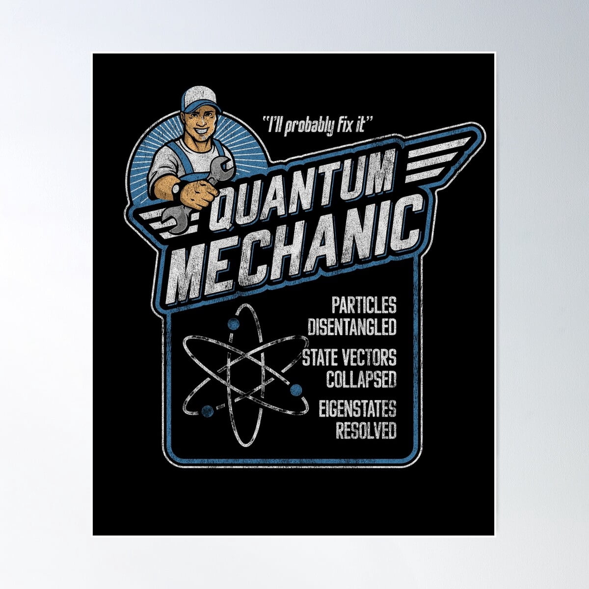 Funny Quantum Mechanic, Quantum Physics Pun Poster Wall Art, Modern ...