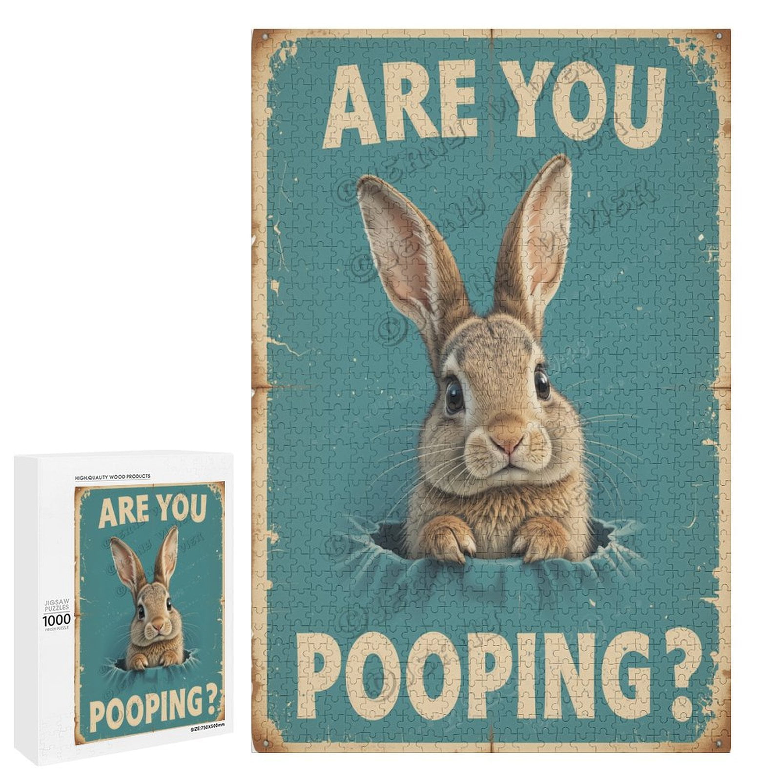 Funny Rabbit Decor Are You Pooping Bunny 1000 Piece Jigsaw Puzzle for ...