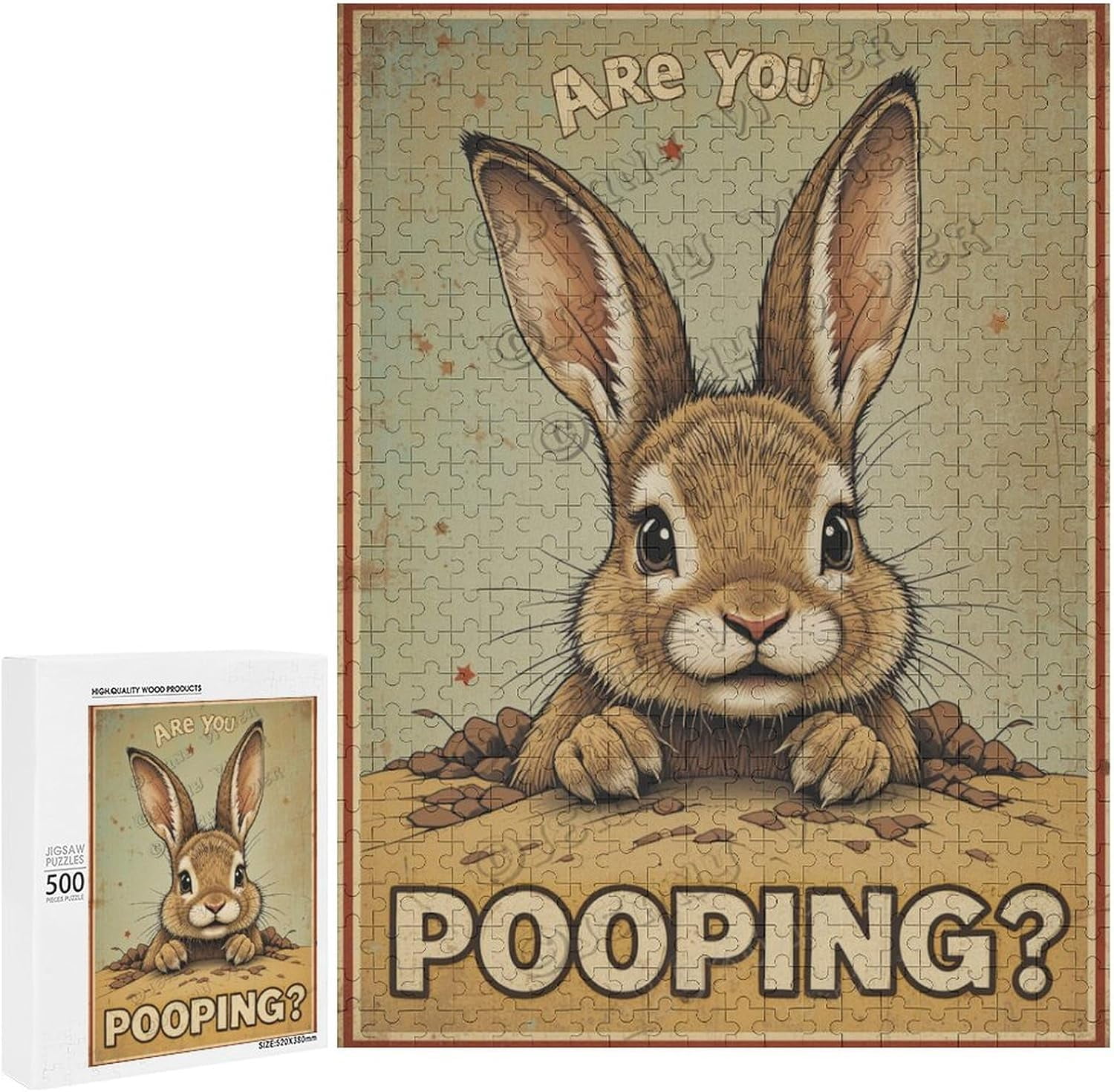 Funny Rabbit Decor are You Pooping 500 Piece Jigsaw Puzzle - Easter ...