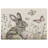 Funny Rabbit Door Mat Farmhouse Bunny Animals Indoor Outside Entrance ...